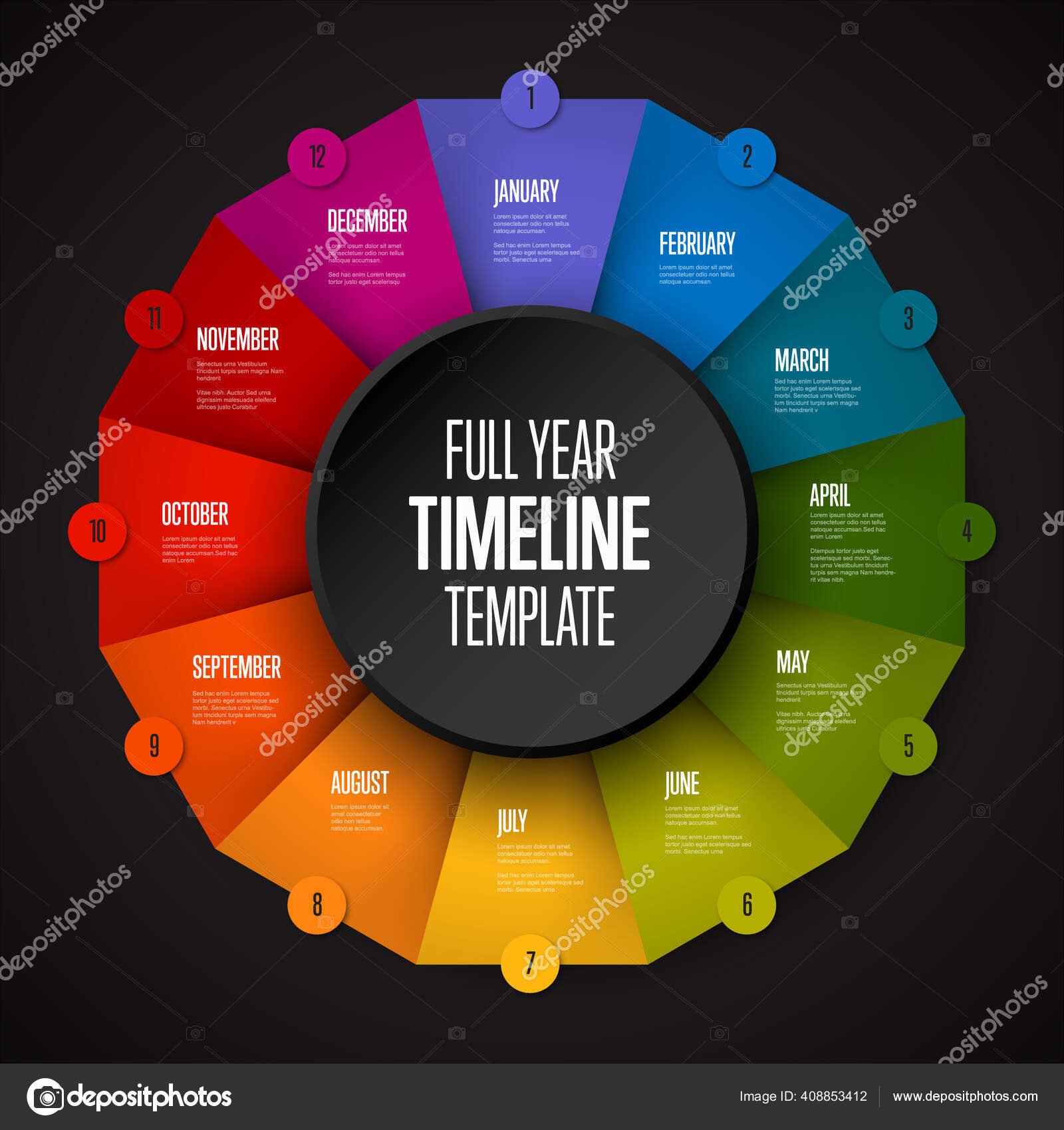 Full Year Timeline Template All Months Circle Folded Rainbow Papers ... Full Year Timeline Template All Months Circle Folded Rainbow Papers ...