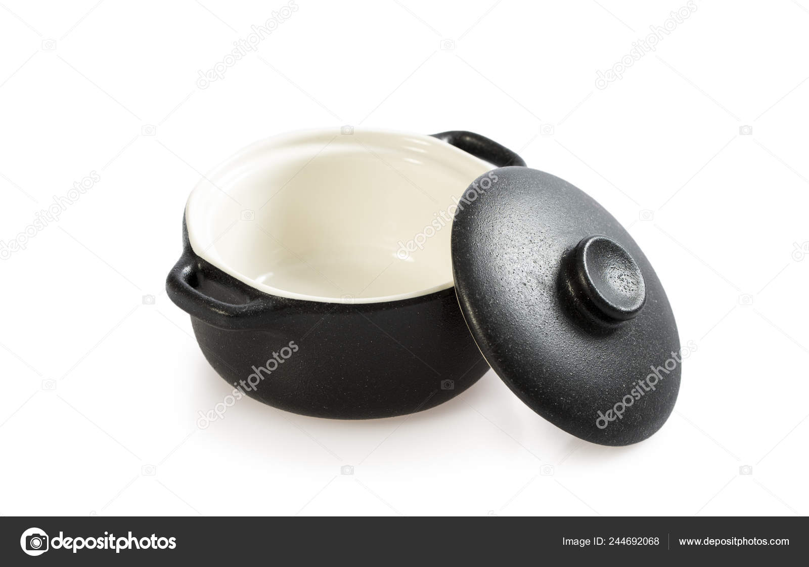 Cooking Pot Isolated White Black Colour White Baking Pot Stock Photo by ...