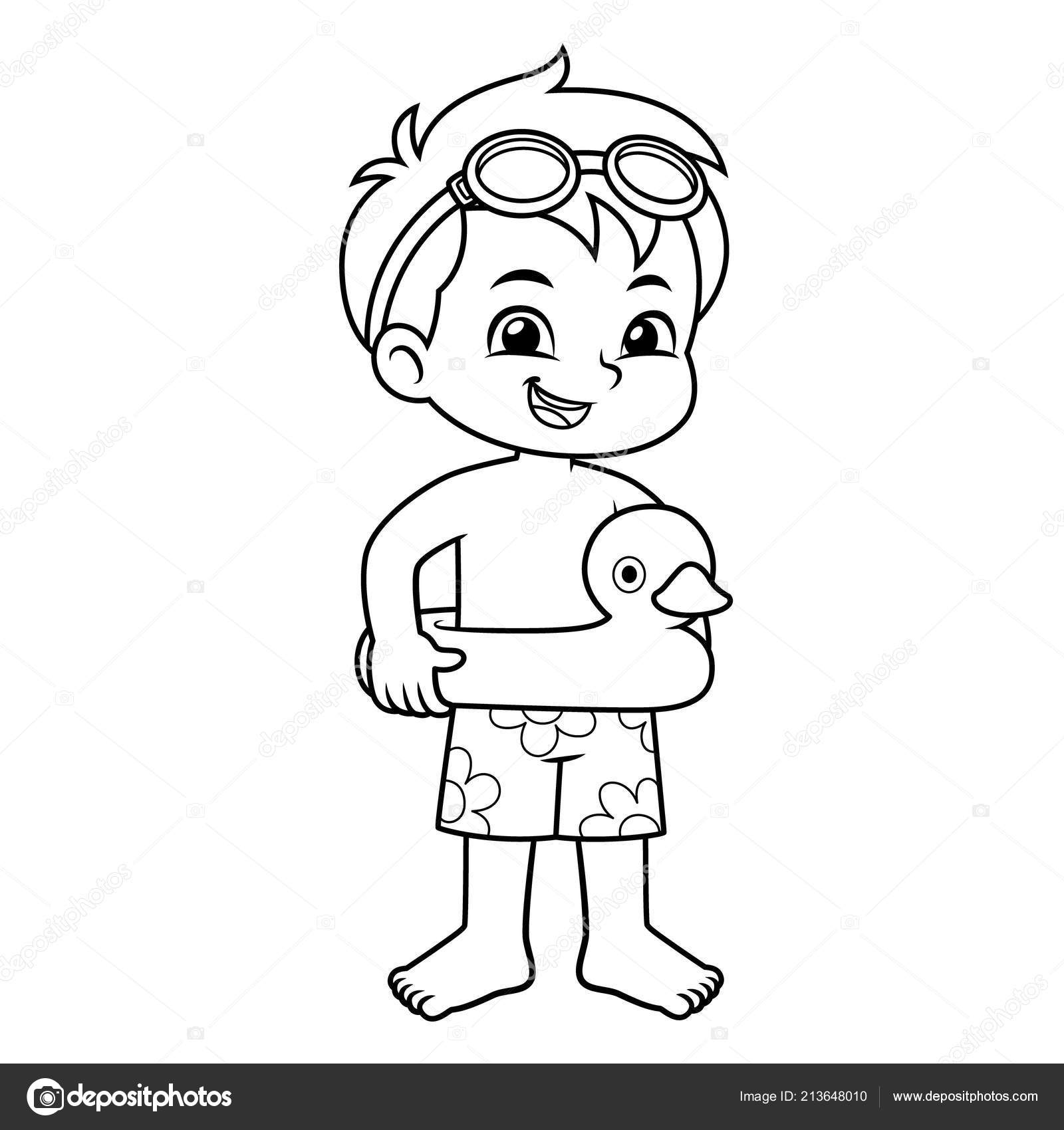 Boy Ready Swim Duck Float Stock Vector Image by ©mikailain #213648010