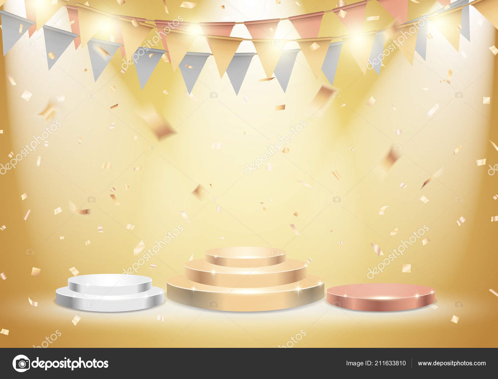 Ranking Stage Podium Spotlight Celebration Background Gold Silver ...