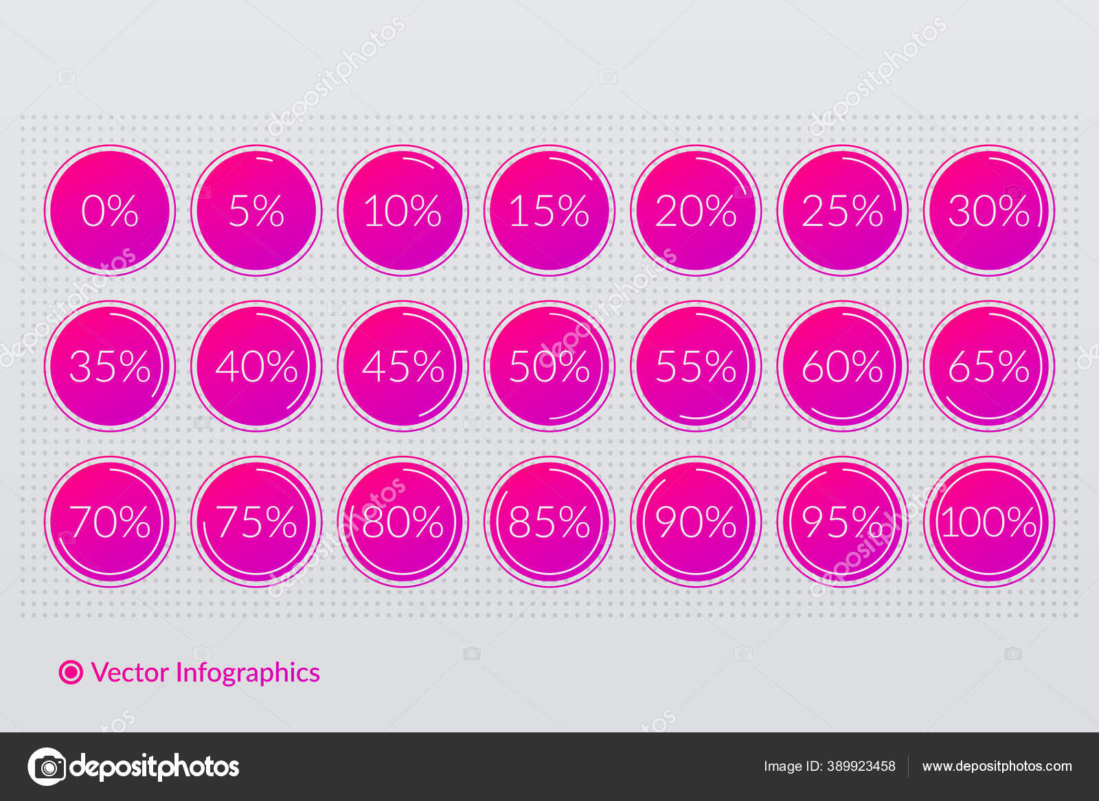 Percentage Vector Infographic Icons Set 100 Percent Isolated Pie Chart ...