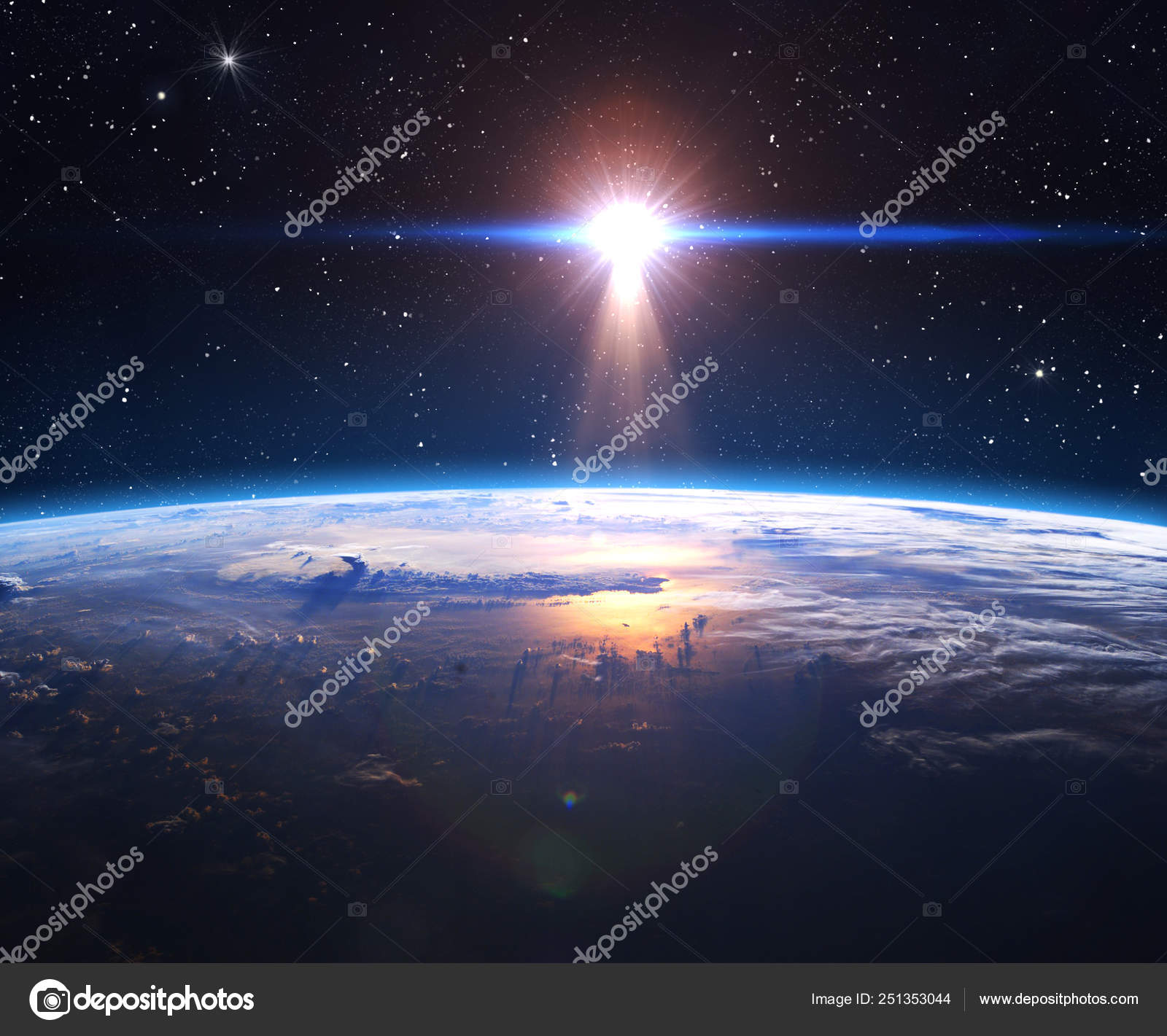 Earth and Sun. Sunrise, view of earth from space. Stock Photo by ...