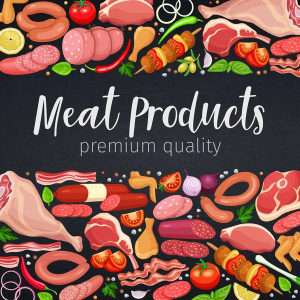 Butchery food frame with meat products Stock Vector Image by ...