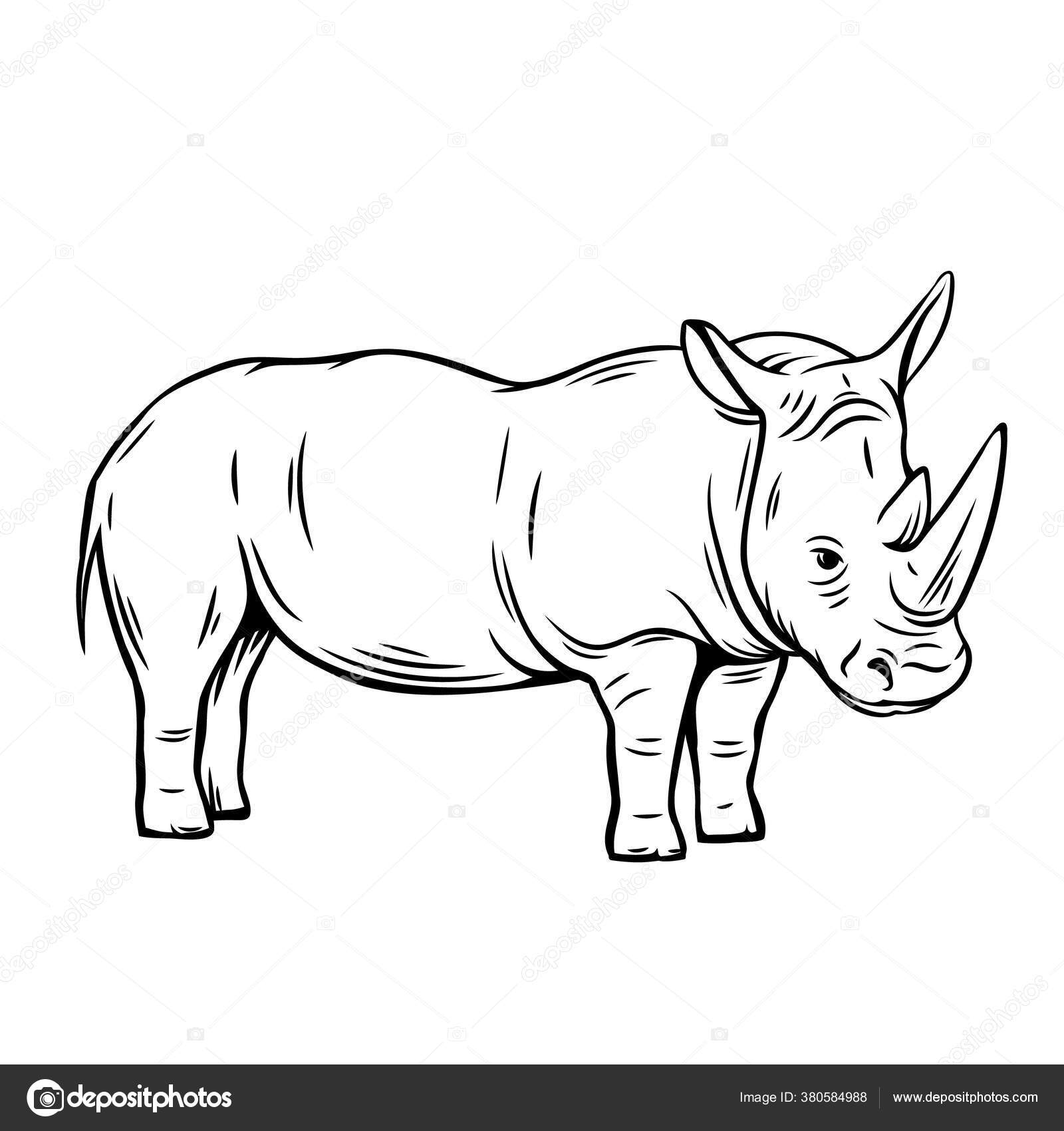Baby Rhino Outline