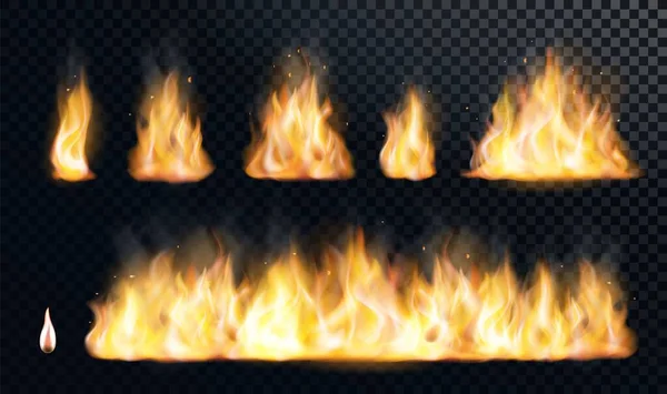 Vector realistic burning fire flames with smoke Stock Vector Image by ...