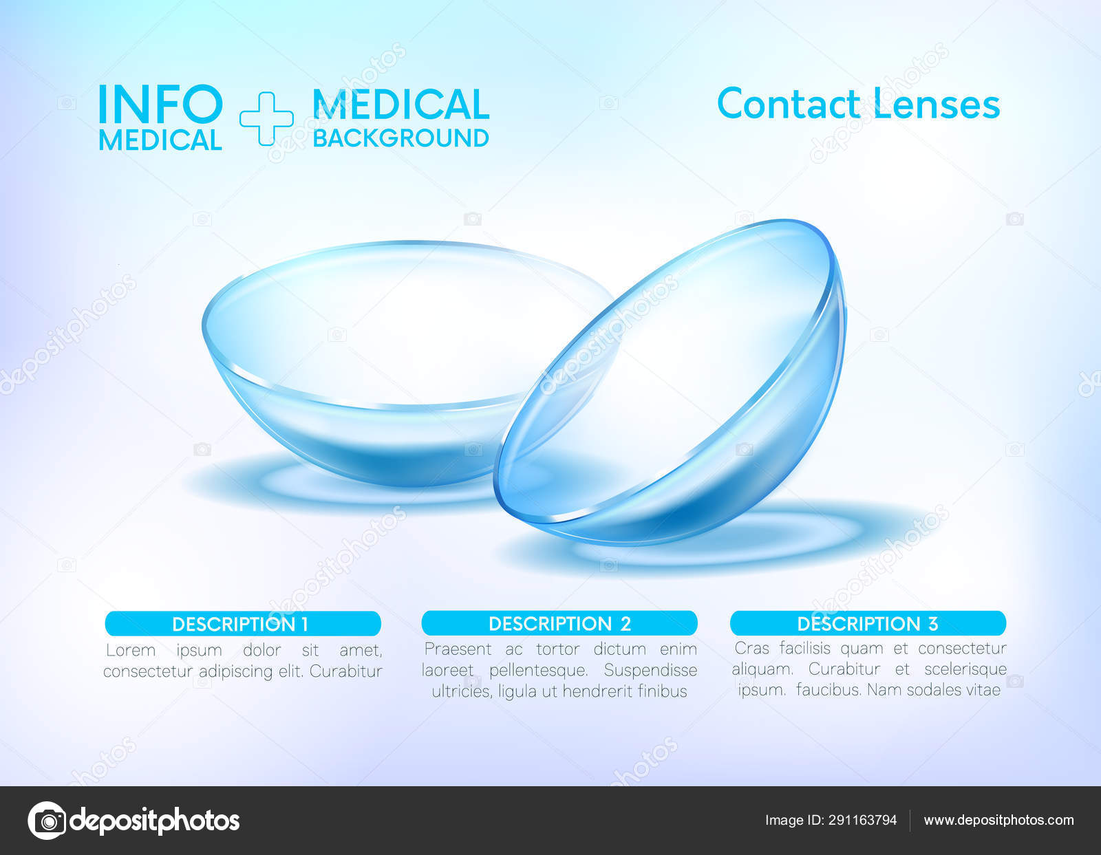 Contact lenses template.Transparent . close up look at contact lens ...