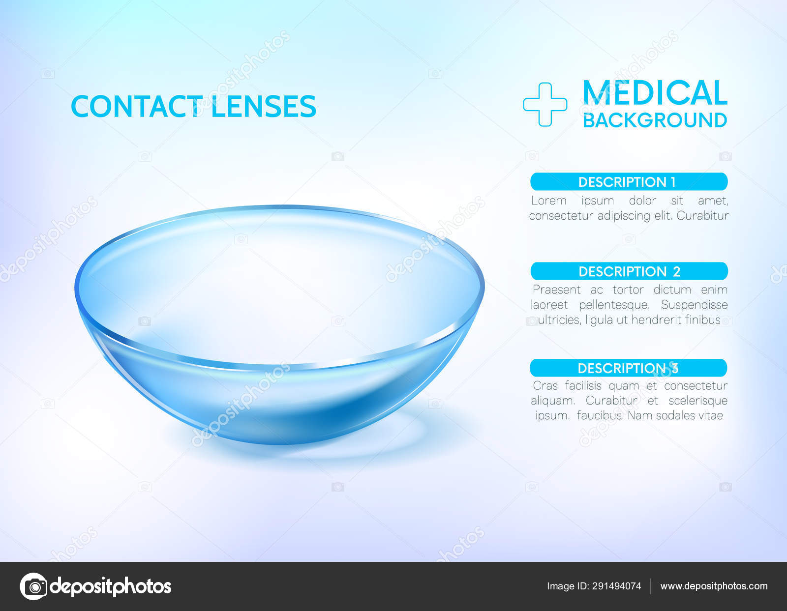 Contact lenses template.Transparent . close up look at contact lens ...