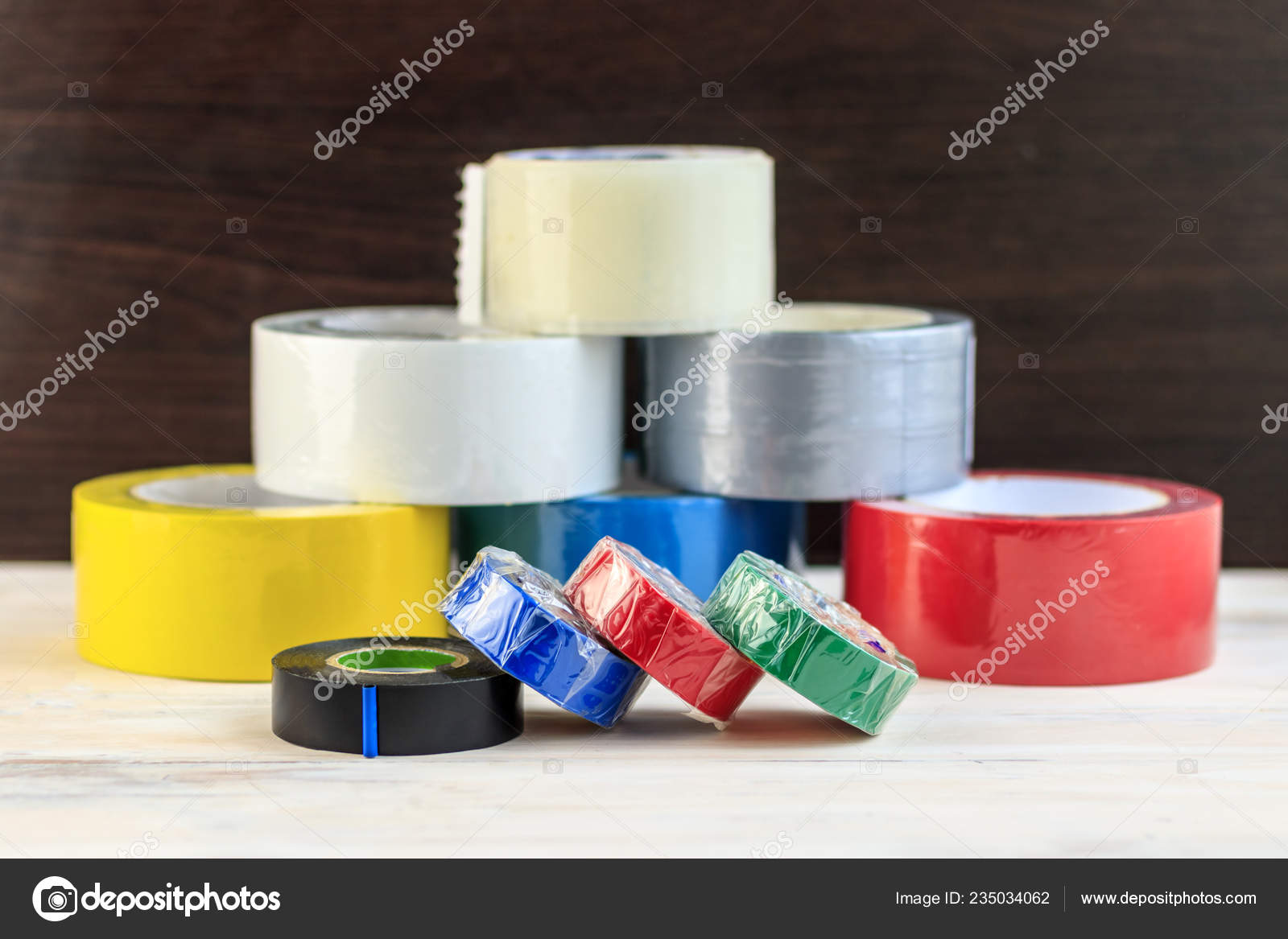 Several Rolls Duct Tape Stacked Pyramid Stack Electrical Tape Stand ...