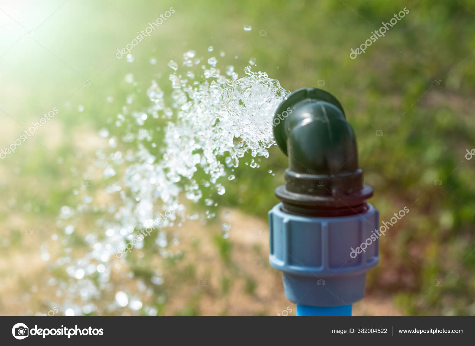 Bright Lighting Equipped Well Water Pvc Pipe Blue Close Stock Photo by ...