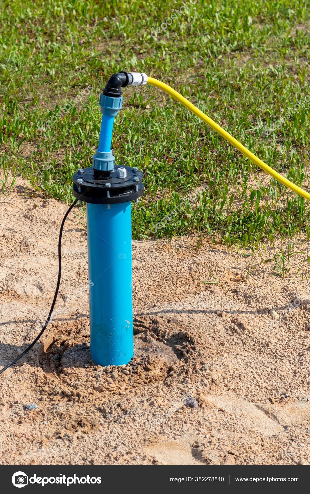 Bright Lighting Equipped Well Water Pvc Pipe Blue Close — Stock Photo ...