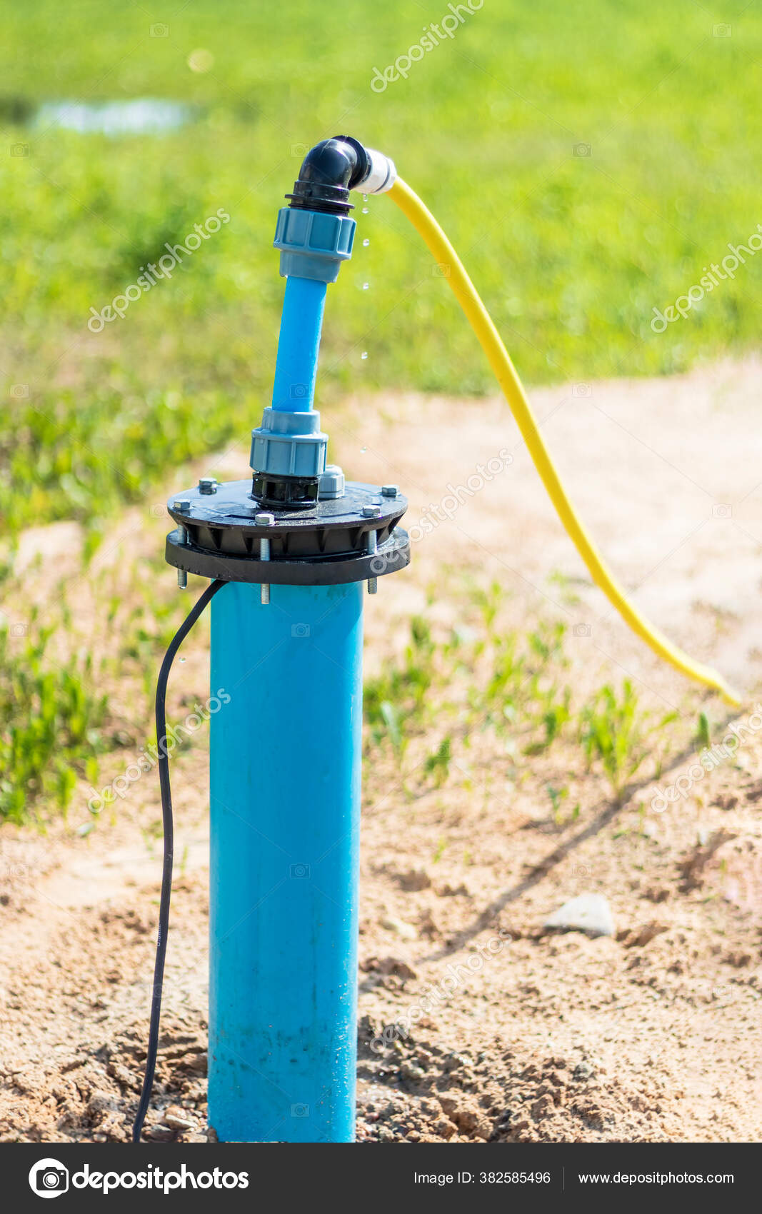 Bright Lighting Equipped Well Water Pvc Pipe Blue Close Stock Photo by ...