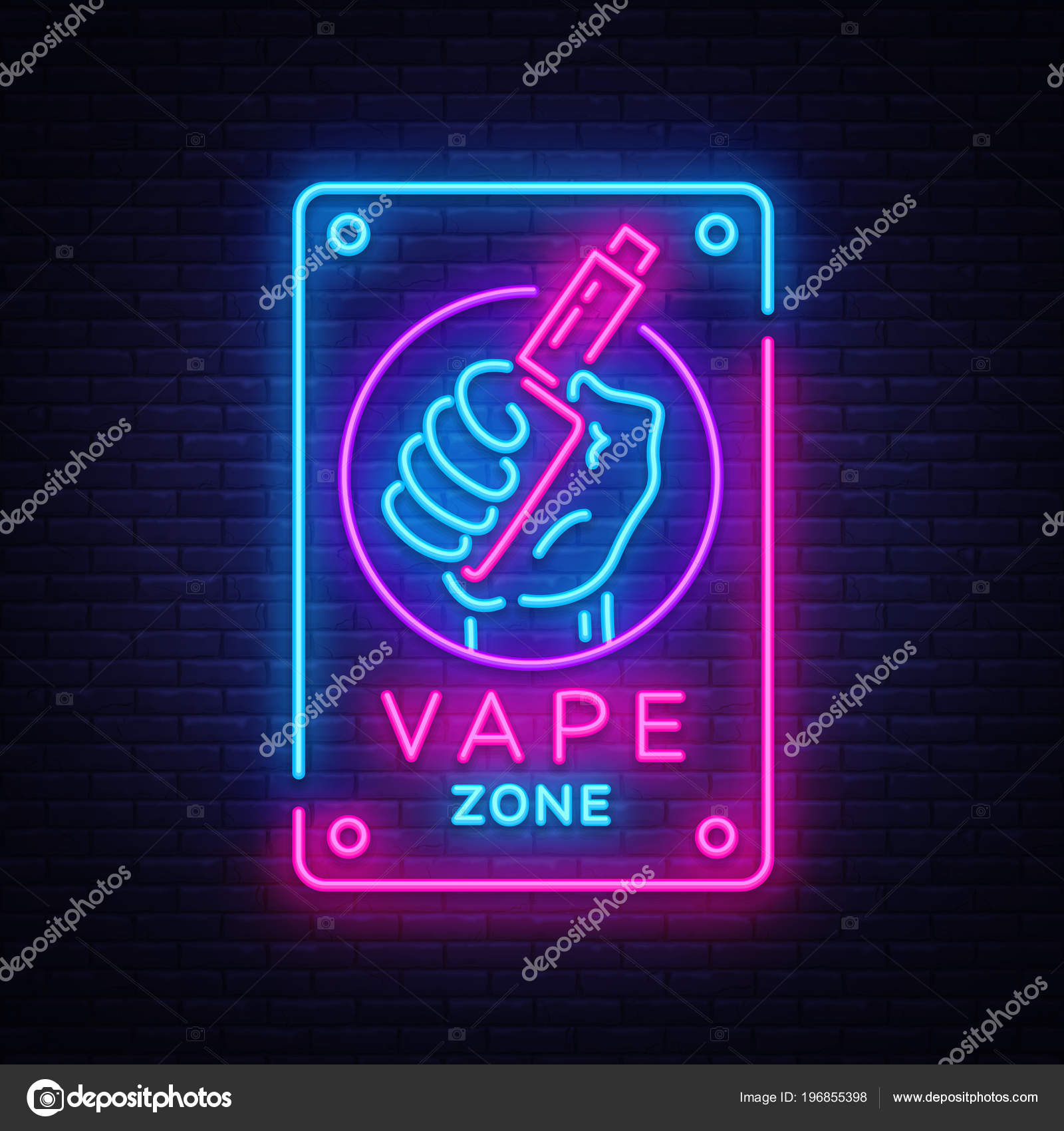 Zone Vaping Neon Sign Vector Template Light Banner Bright Night