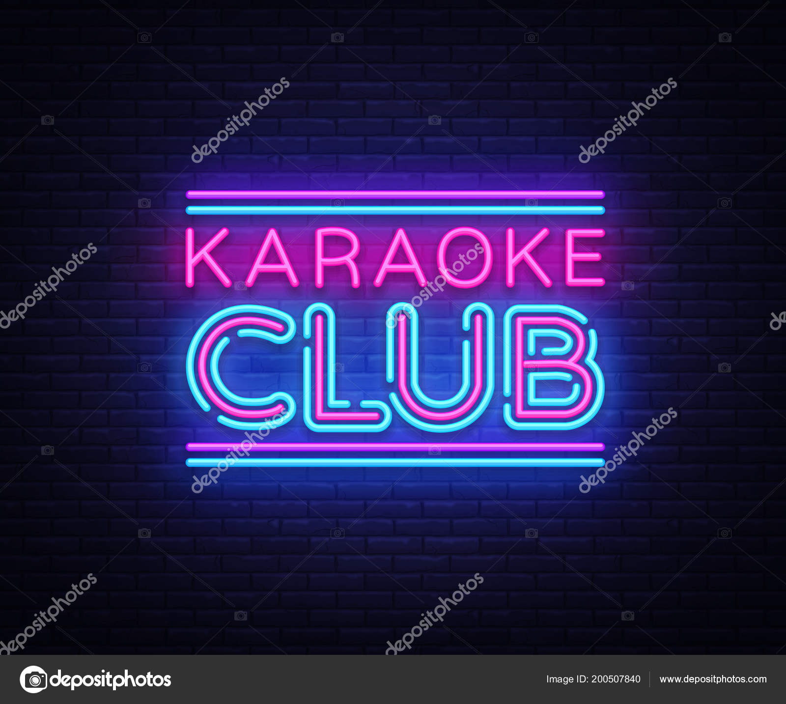 Karaoke Club neon sign vector. Karaoke design template neon sign, light ...