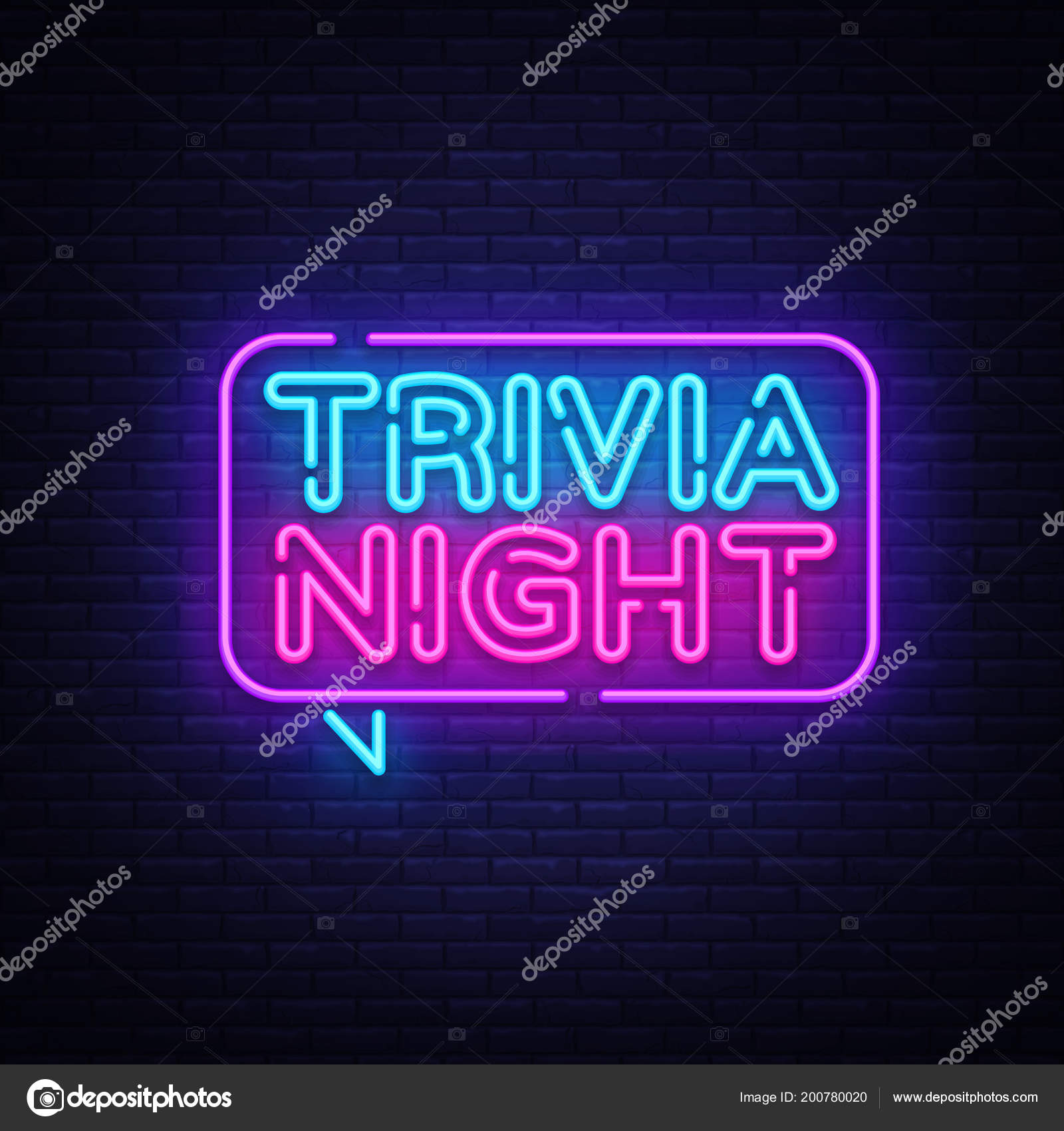 Trivia night announcement neon signboard vector. Light Banner, Design ...