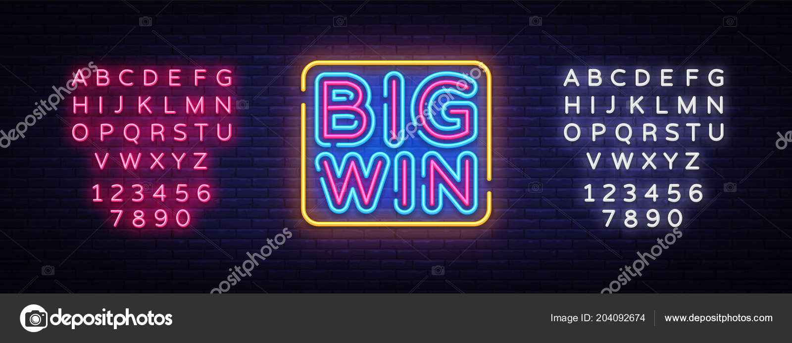 Big Win neon sign vector. Big Win Design template neon sign, light ...