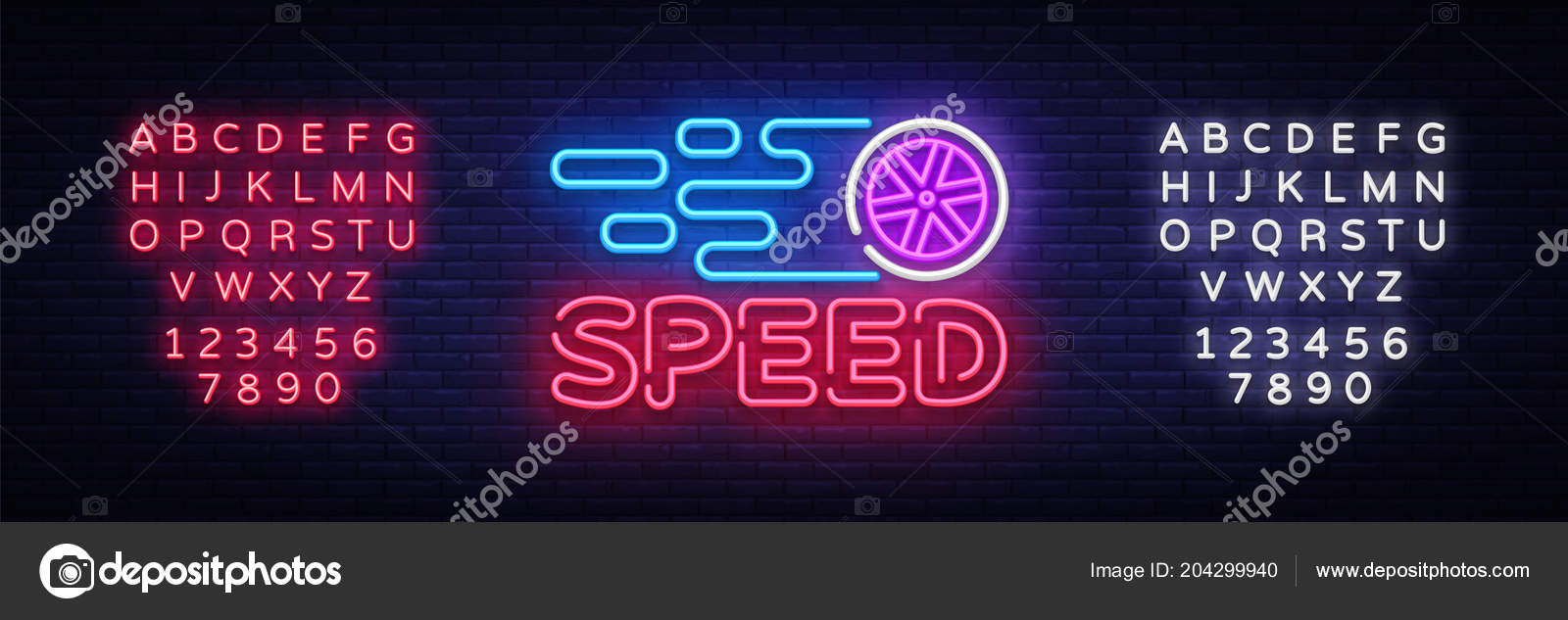 Speed Night Neon Logo Vector. Racing neon sign, design template, modern ...