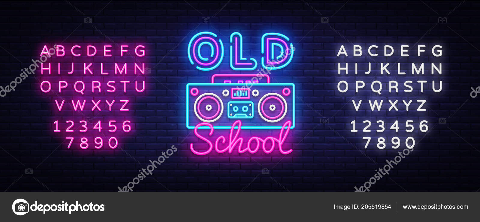 Old School neon sign vector. Retro Music Design template neon sign ...