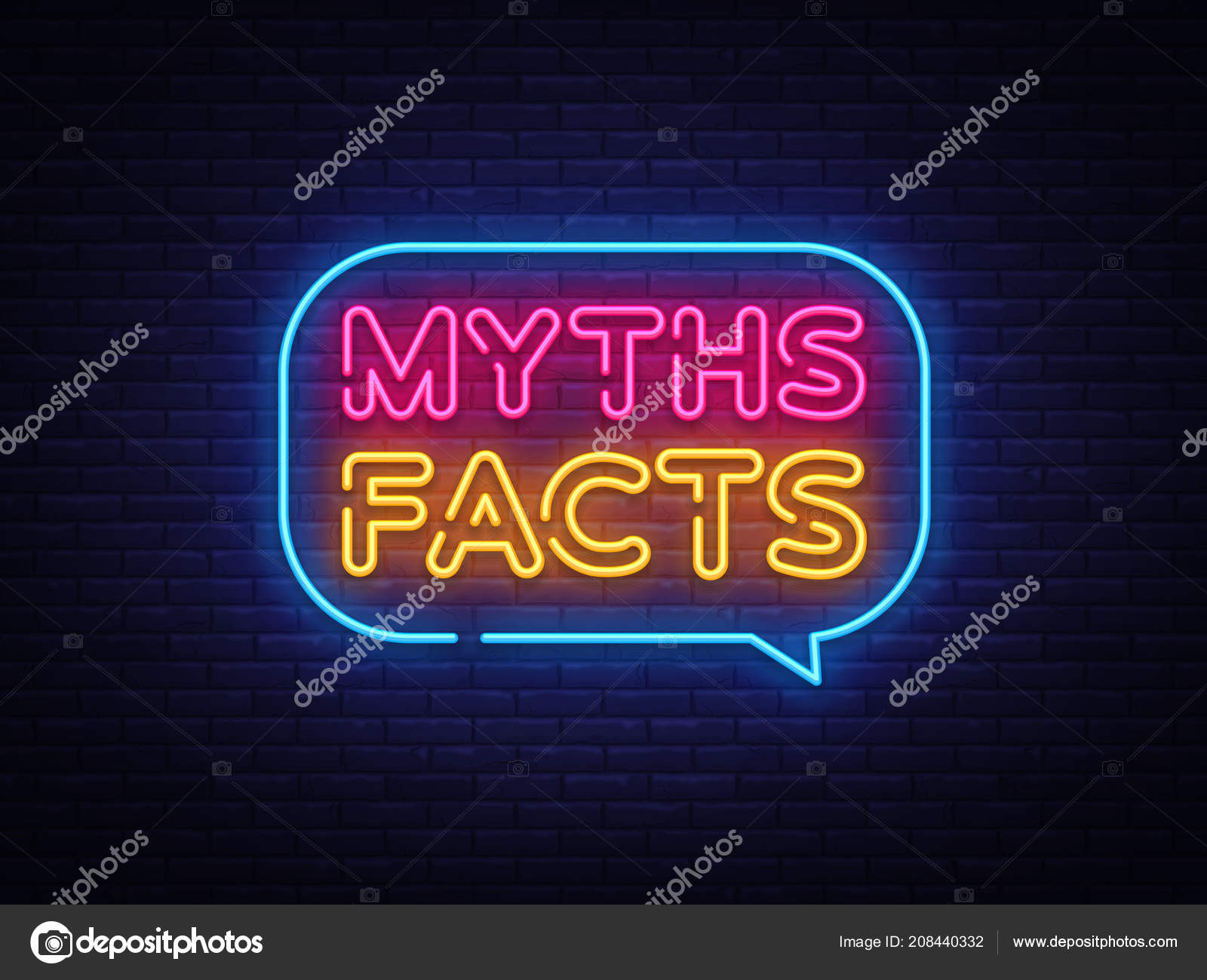 Myths Facts Neon Text Vector. Myths Facts neon sign, design template ...