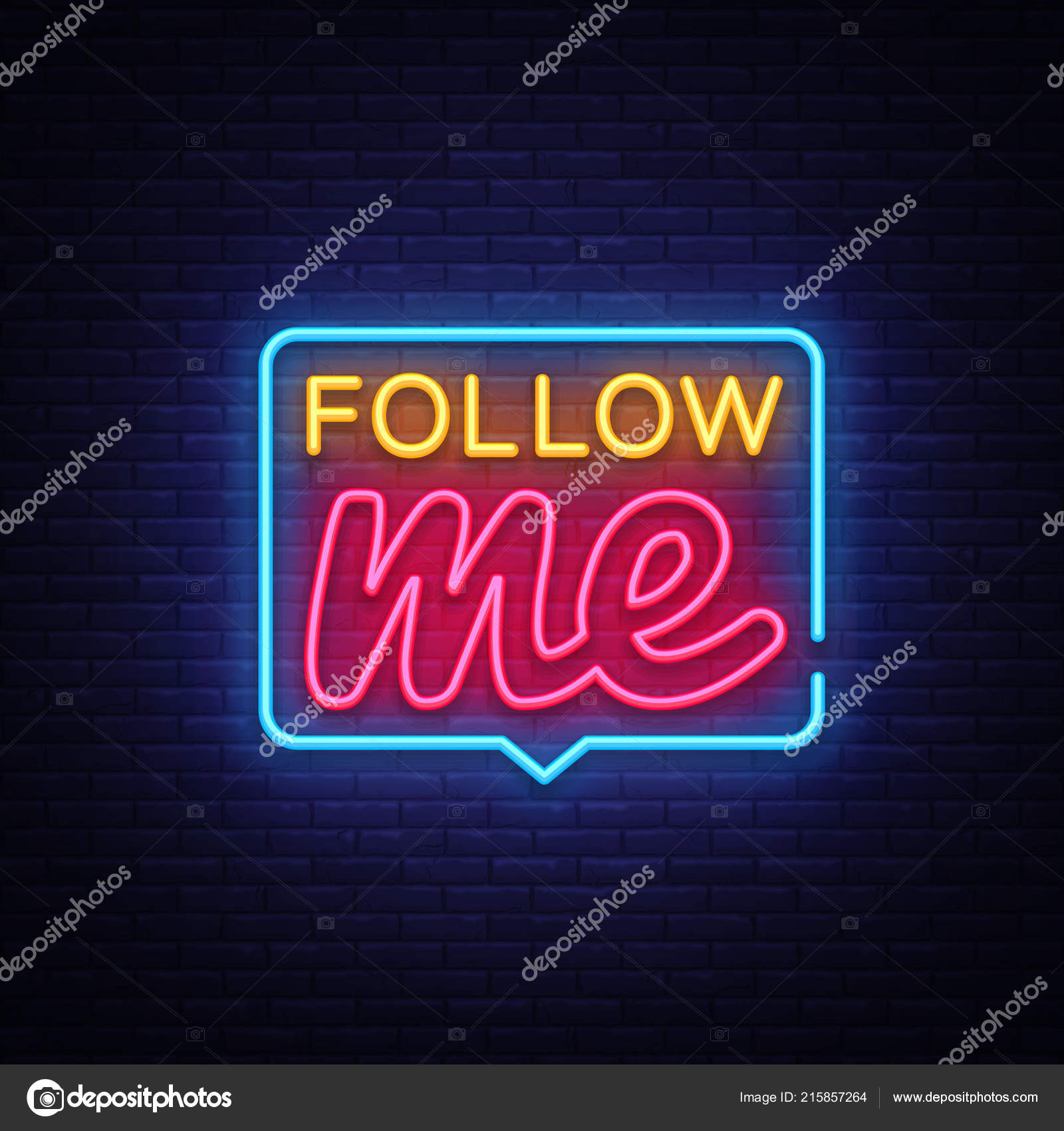 Follow Me Neon Text Vector. Follow Me neon sign, design template ...