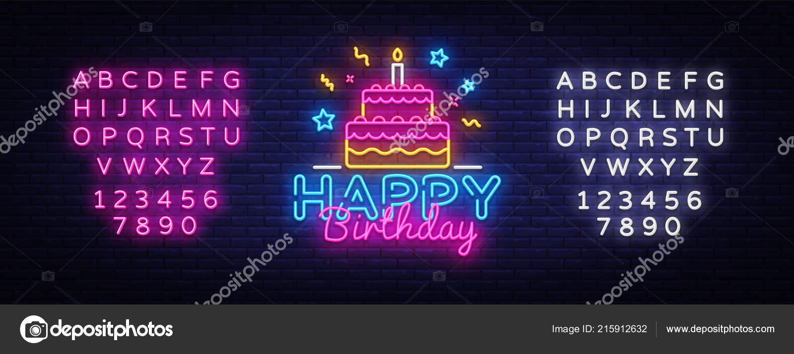 Happy Birthday Neon Text Vector. Happy Birthday neon sign, design ...