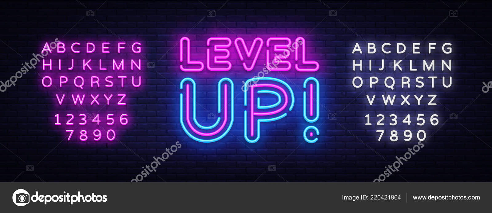 Level Up Neon Text Vector. Level Up neon sign, design template, modern ...