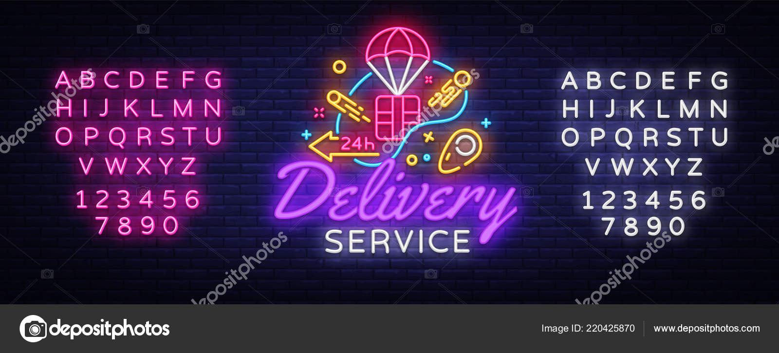 Delivery Service Neon Logo Vector. Fast delivery neon sign, design ...