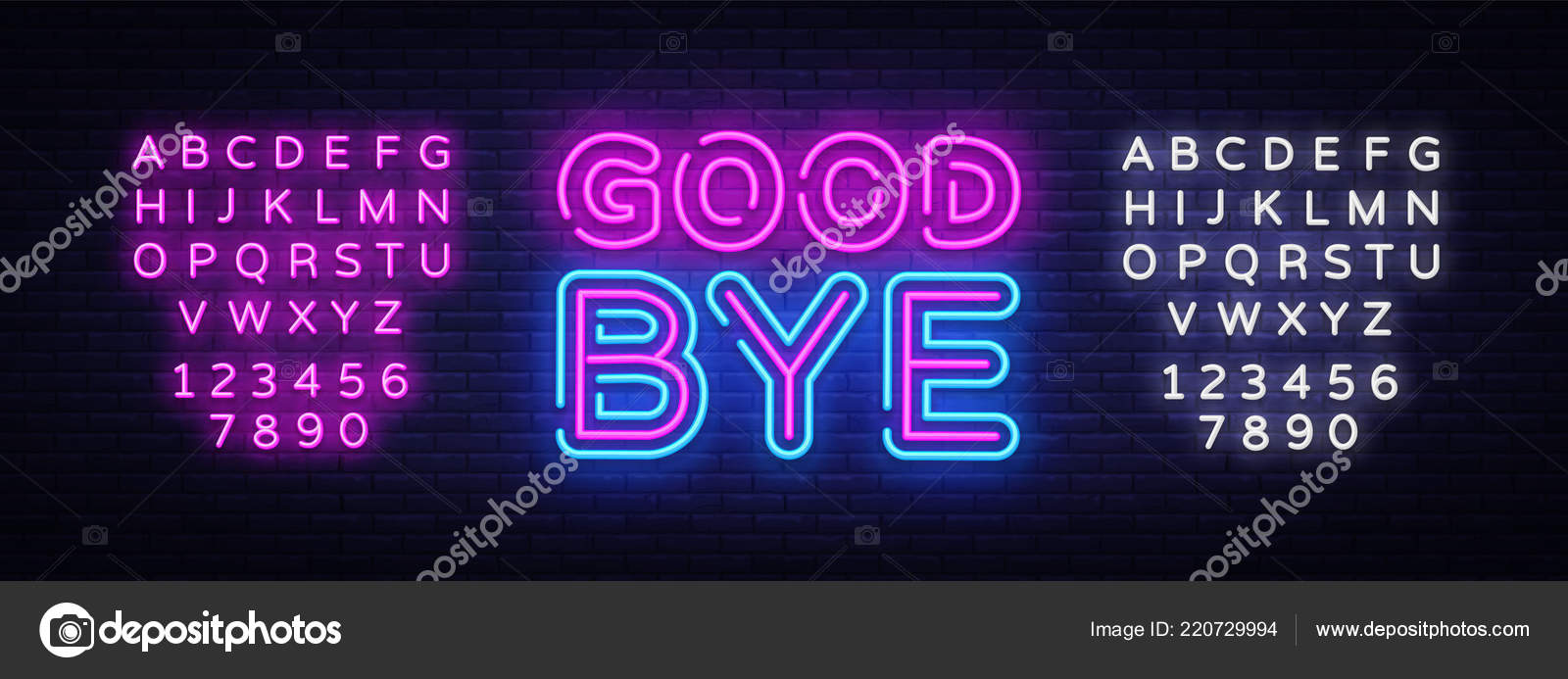 Good Bye neon text vector design template. Good Bye neon logo, light ...