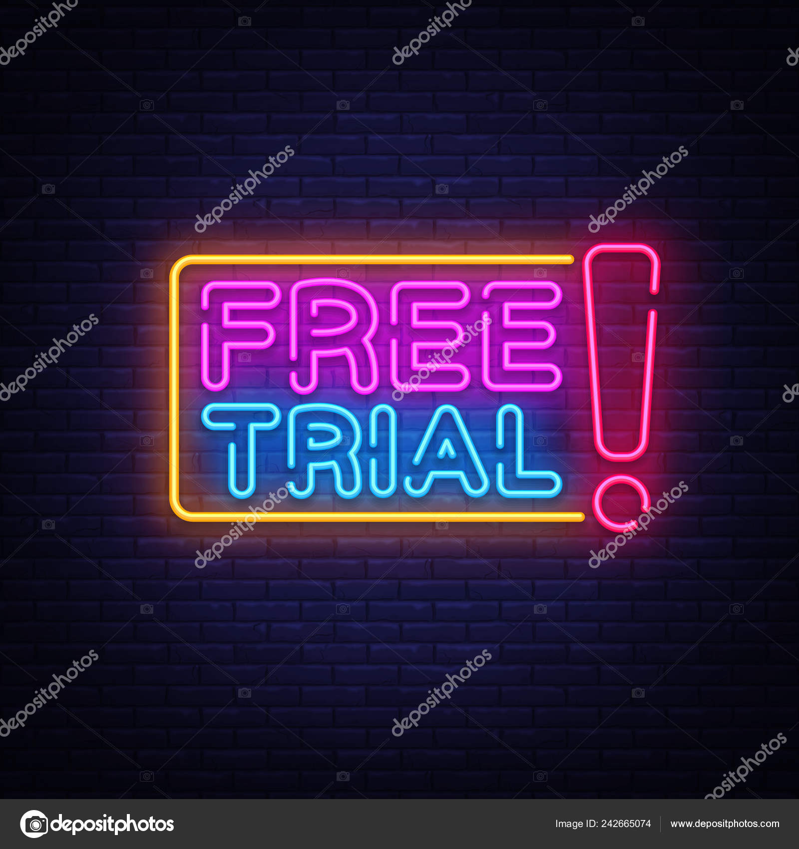Free Trial Neon Text Vector. Free Trial neon sign, design template ...