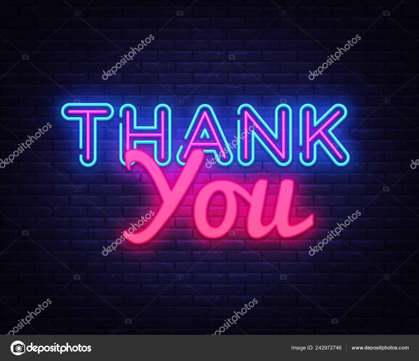 Thank You neon sign vector. Thank You Design template neon sign, light ...