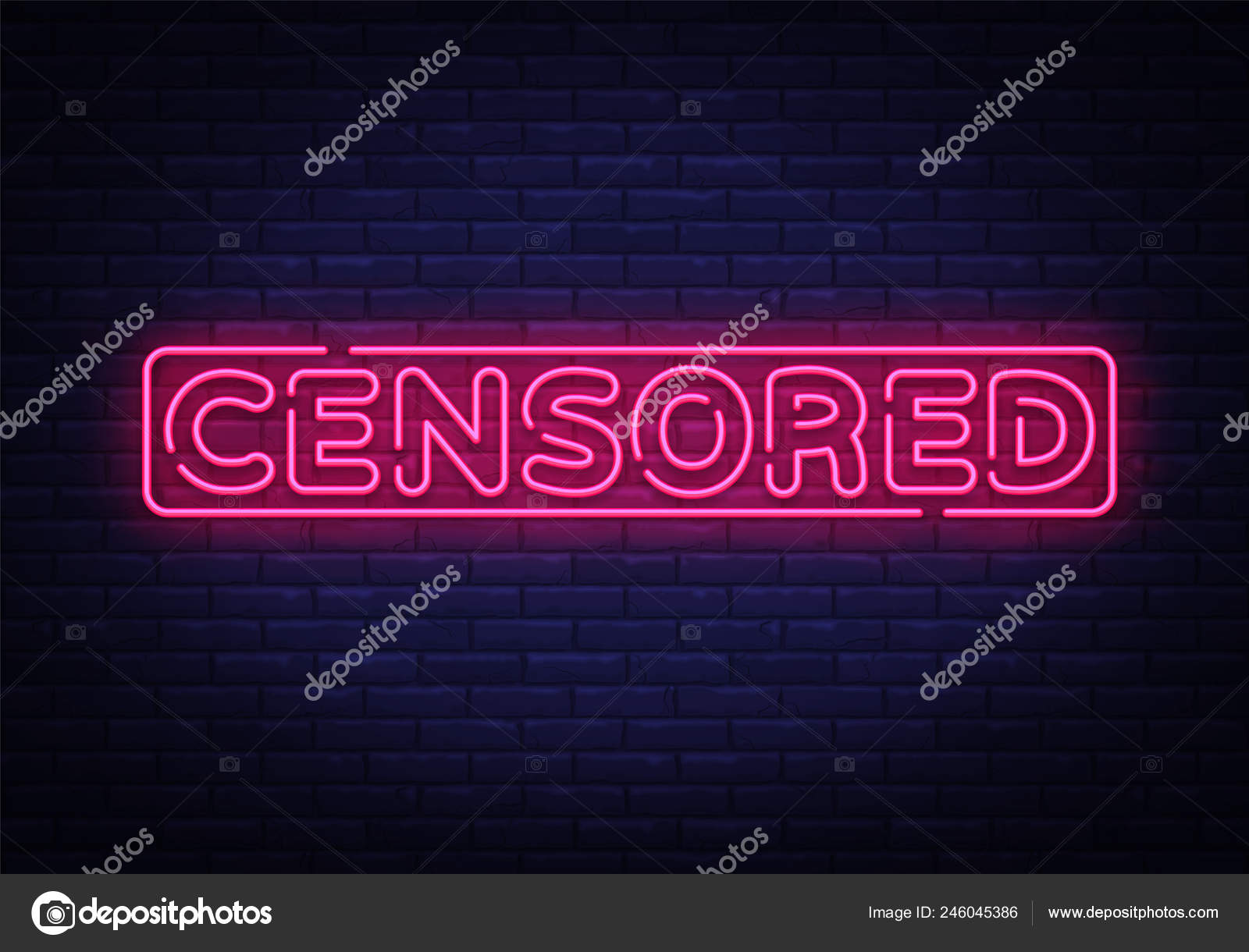 Censored neon text vector design template. Censored neon sign, light ...