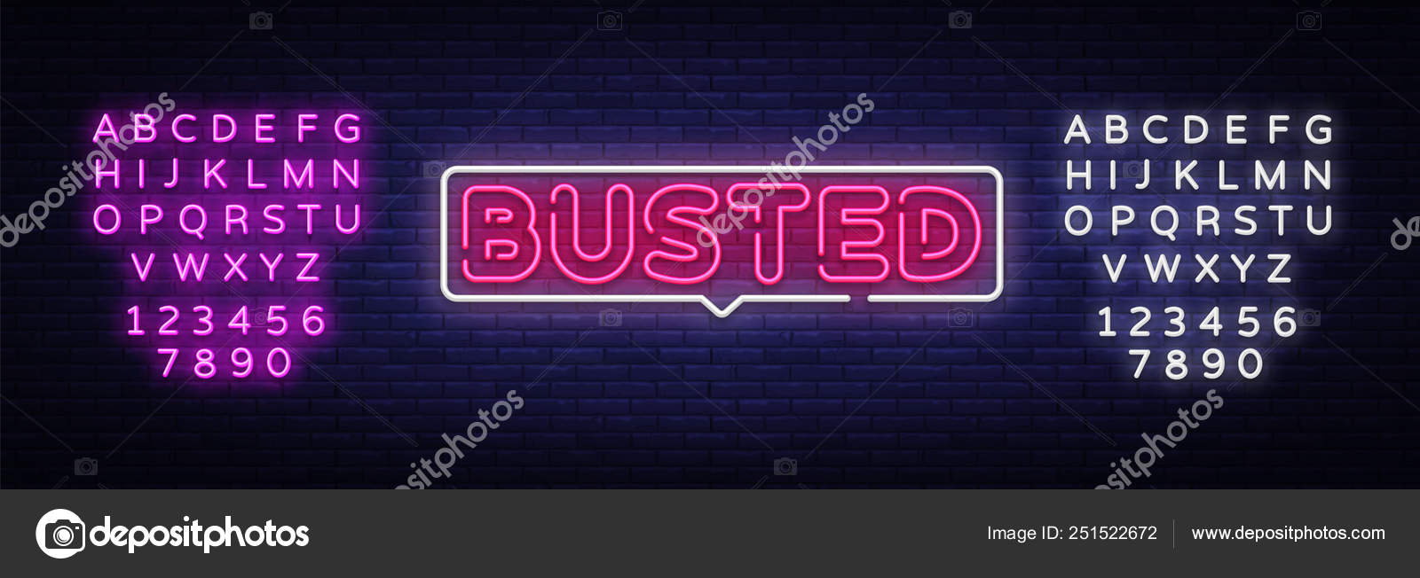 Busted Neon Text Vector. Busted neon sign, design template, modern ...