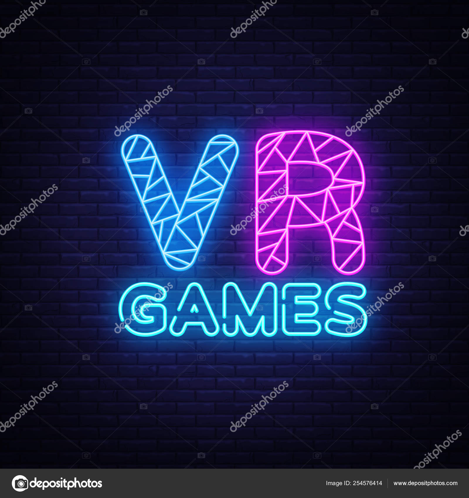 VR Gamer neon text vector design template. Gaming neon logo, light ...
