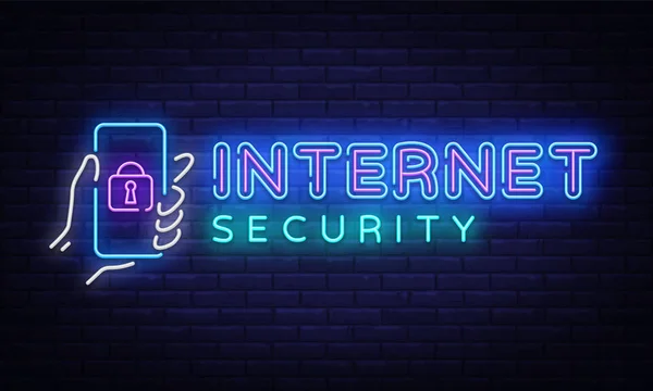 Cyber Security Neon signboard Vector. Internet Security neon sign ...