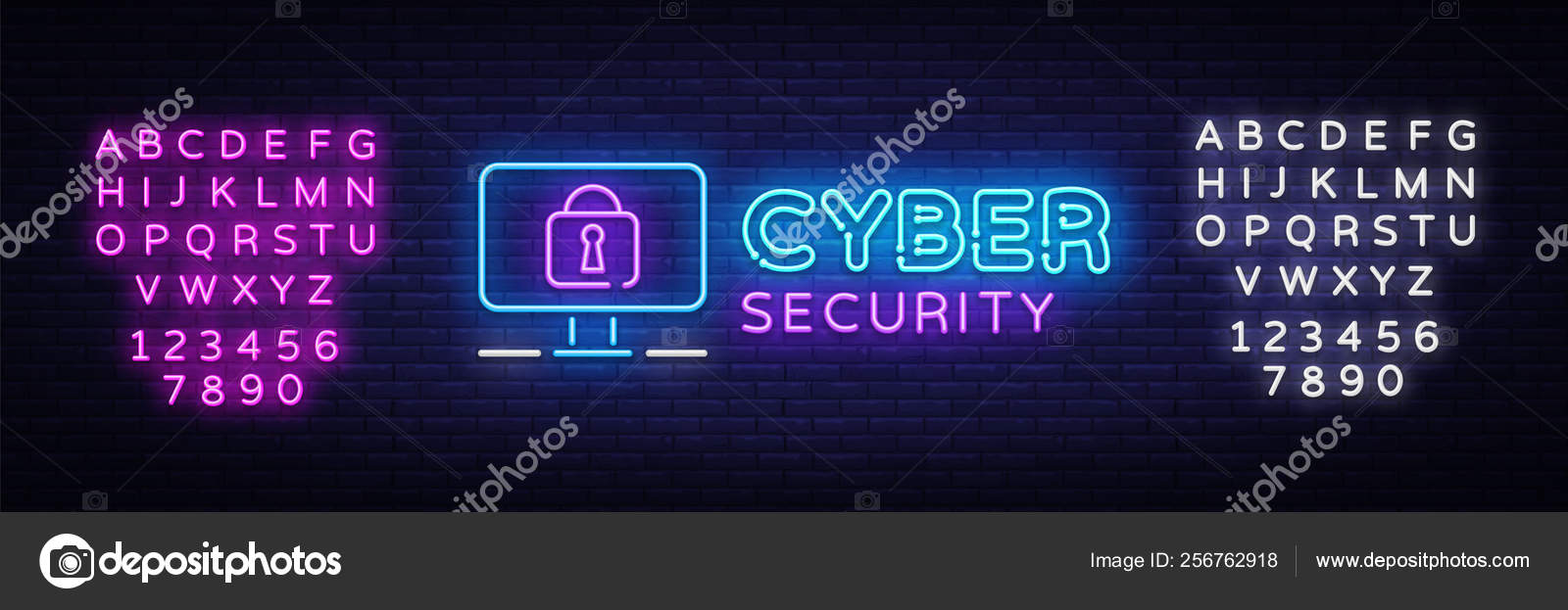 Cyber Security Neon signboard Vector. Internet Security neon sign ...