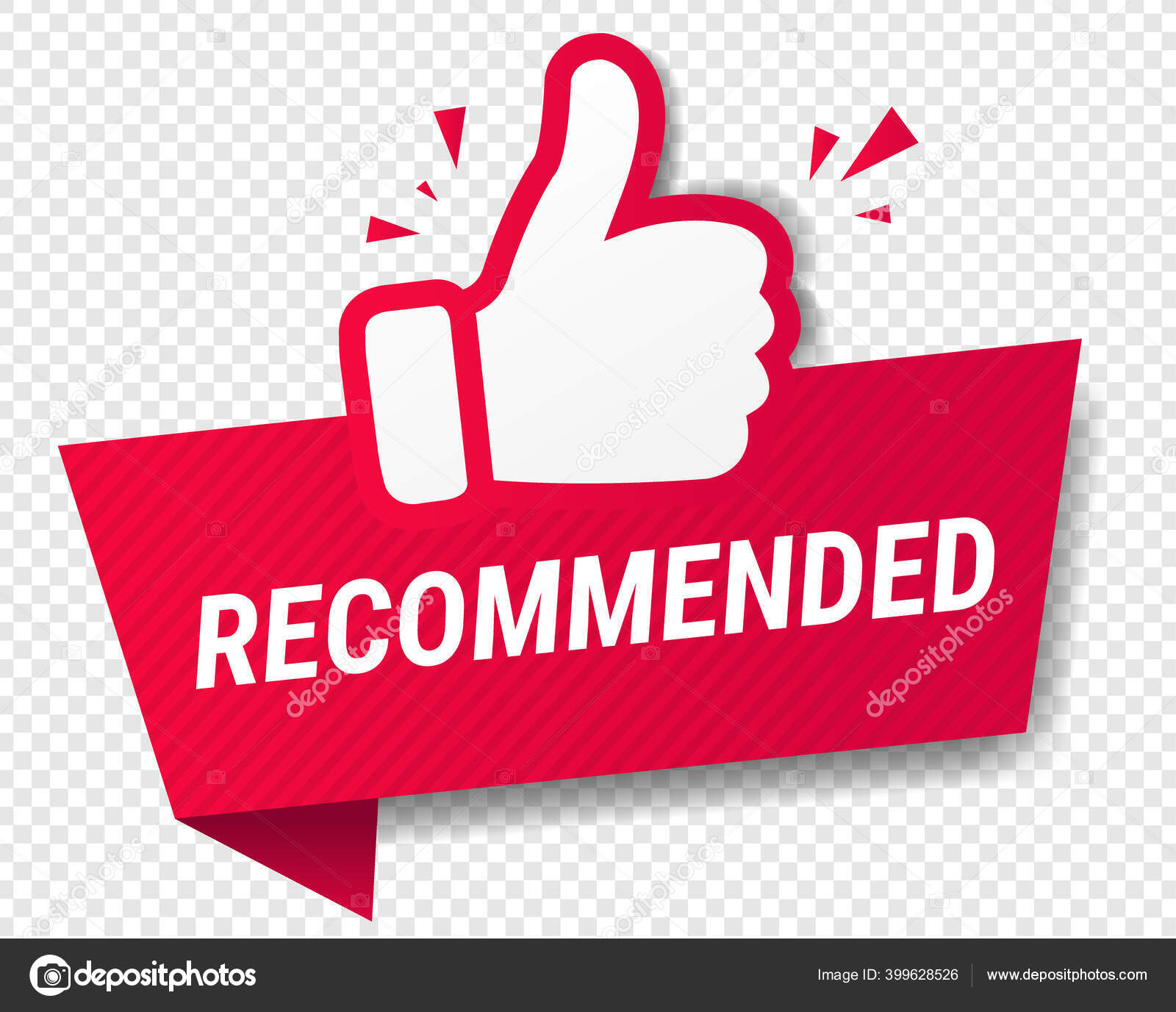 Banner Merah Direkomendasikan Dengan Latar Belakang Transparan Up ...