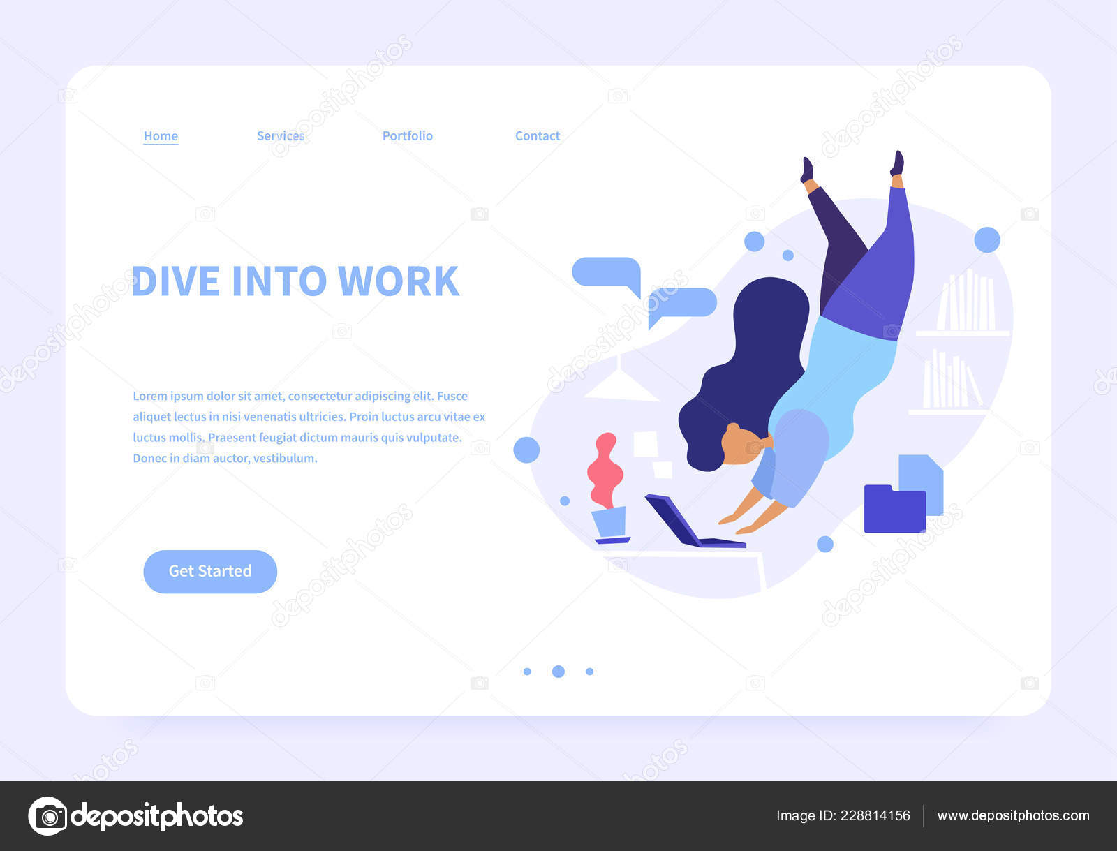 Dive Into Work Landing Page Stock Vector by ©Isovector 228814156