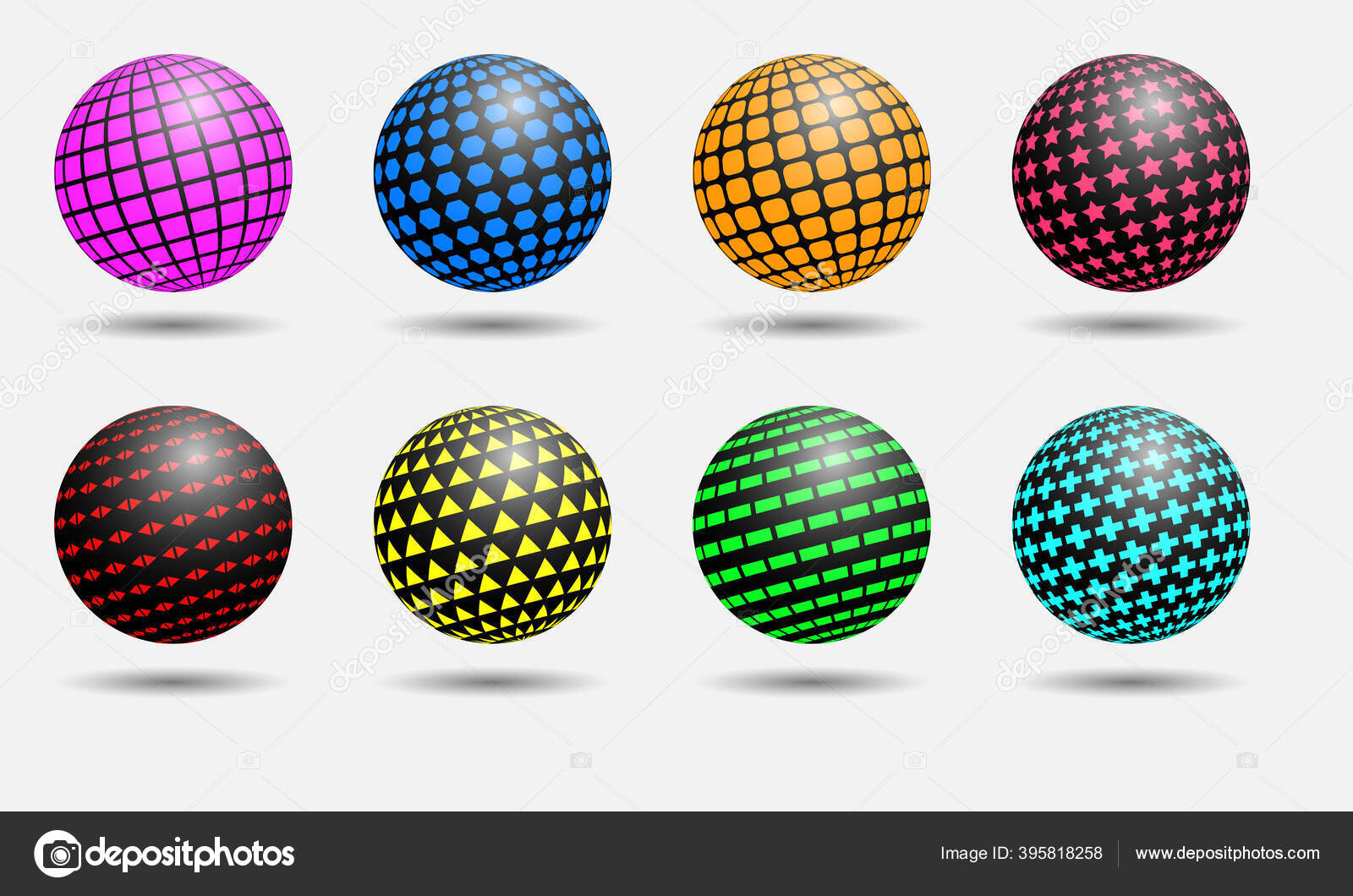 Set Color Balls Differents Shapes Surface Icon Logo Toys Stock Vector ...