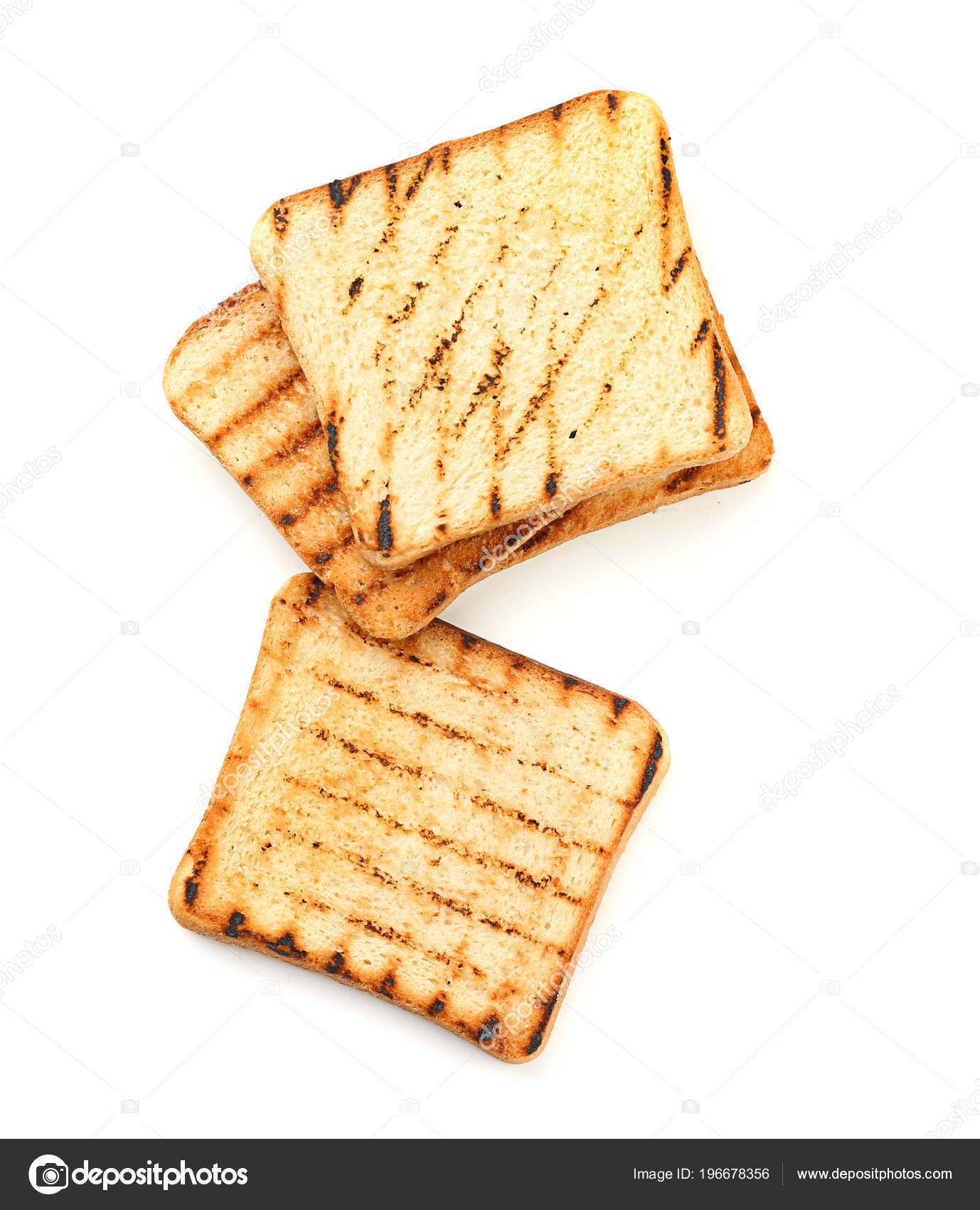 Tasty Toasted Bread White Background Top View Stock Photo by ©serezniy ...