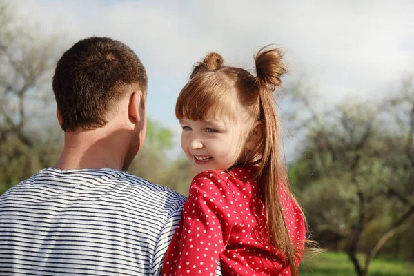 Little Girl Her Father Walking Outdoors Stock Photo by ©serezniy 212225404