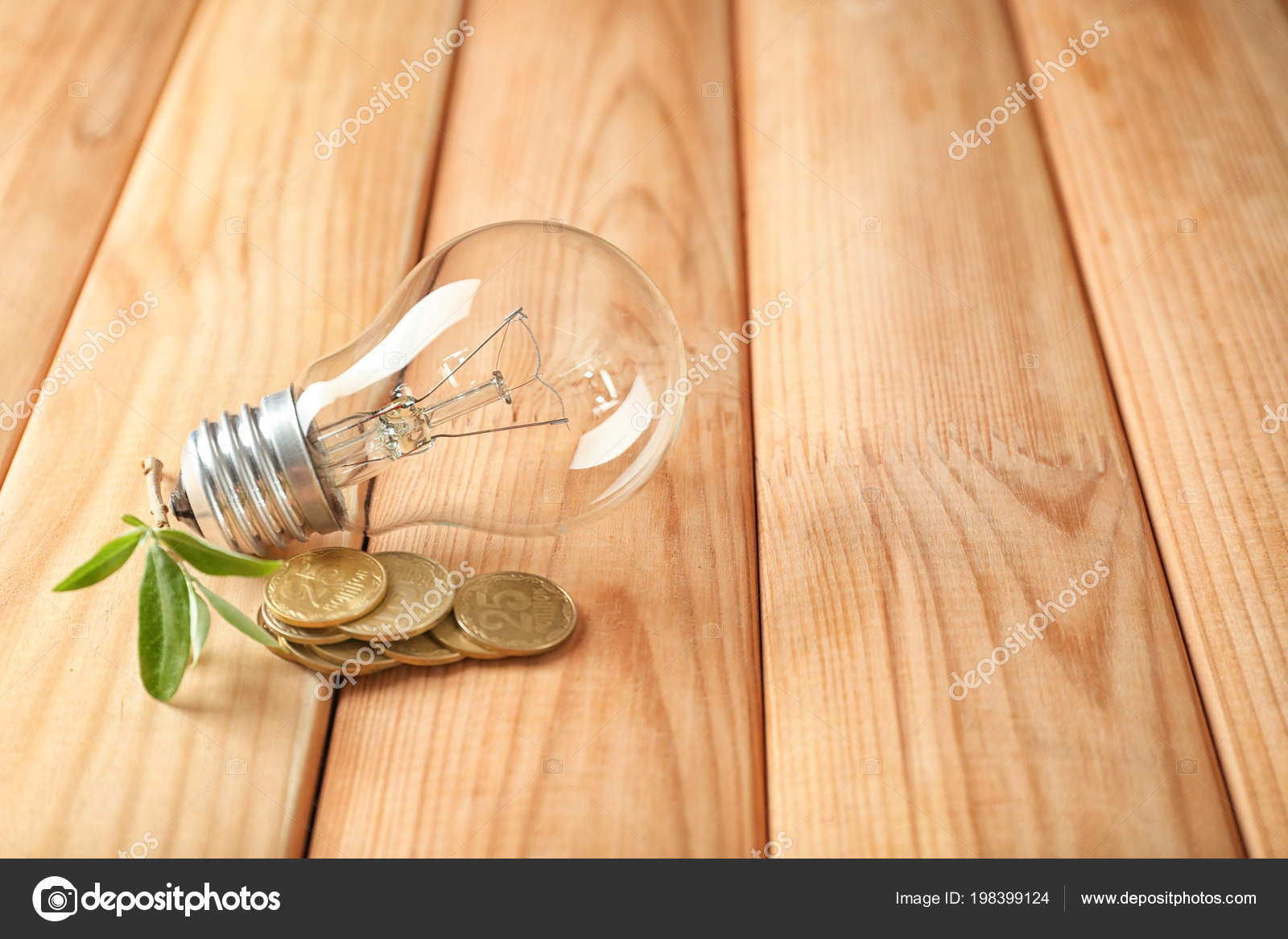 Light Bulb Coins Wooden Background Electricity Saving Concept — Stock ... Light Bulb Coins Wooden Background Electricity Saving Concept — Stock ...