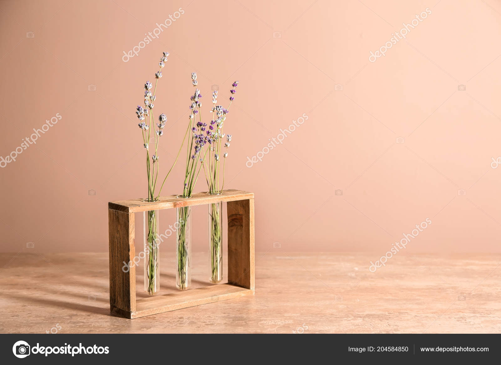 Stand Beautiful Lavender Table Color Background Stock Photo by ...
