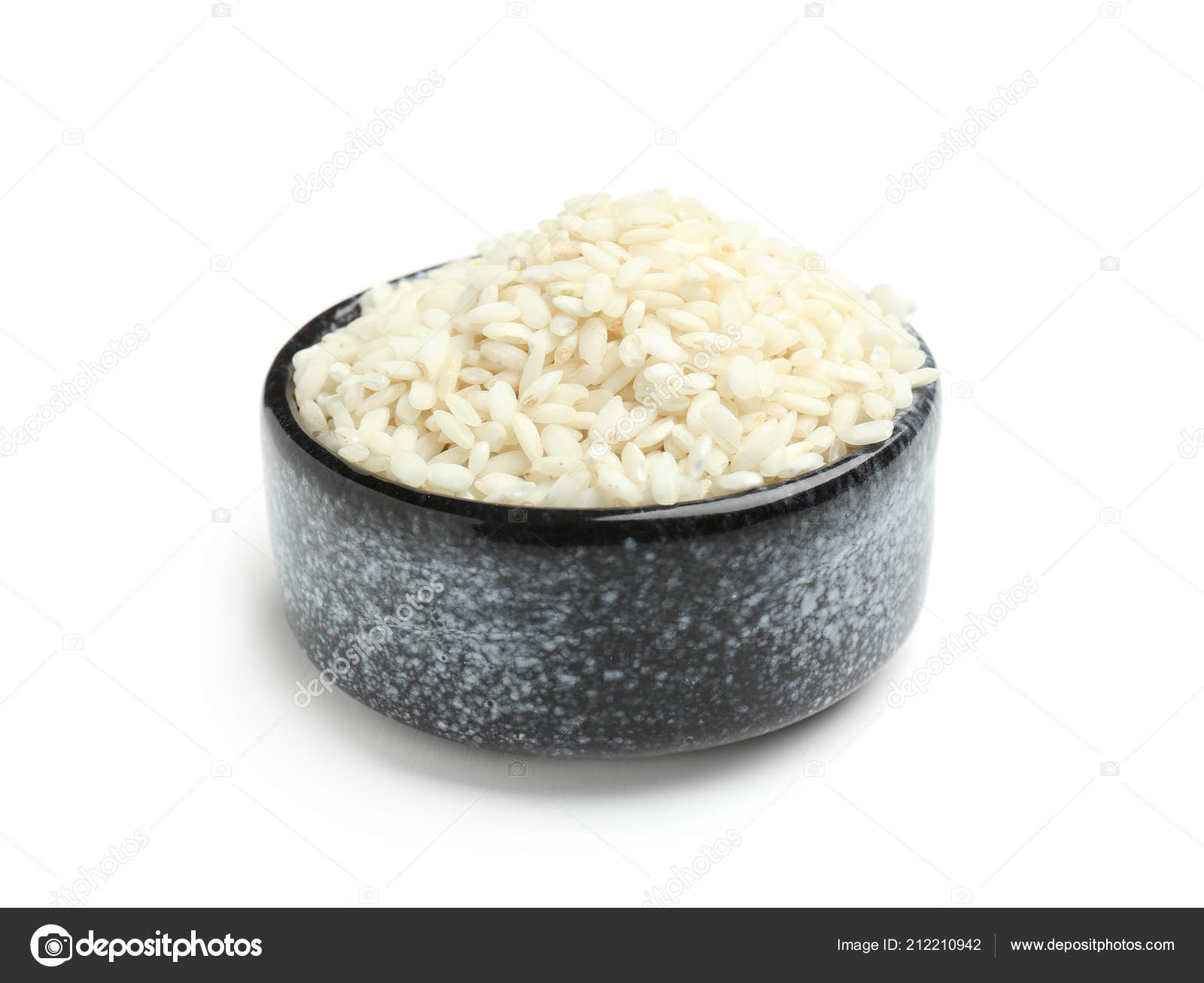 Bowl Short Grain Rice White Background — Stock Photo © serezniy #212210942