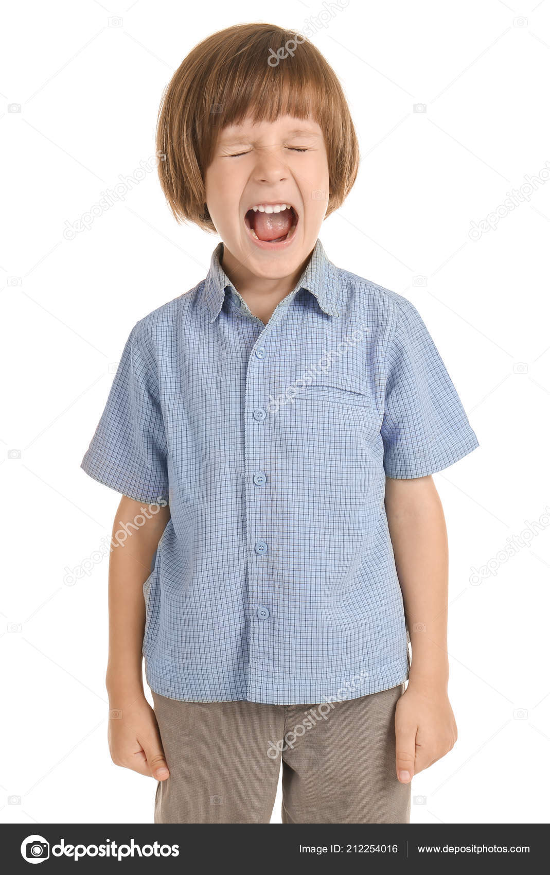 Screaming Little Boy White Background Stock Photo by ©serezniy 212254016