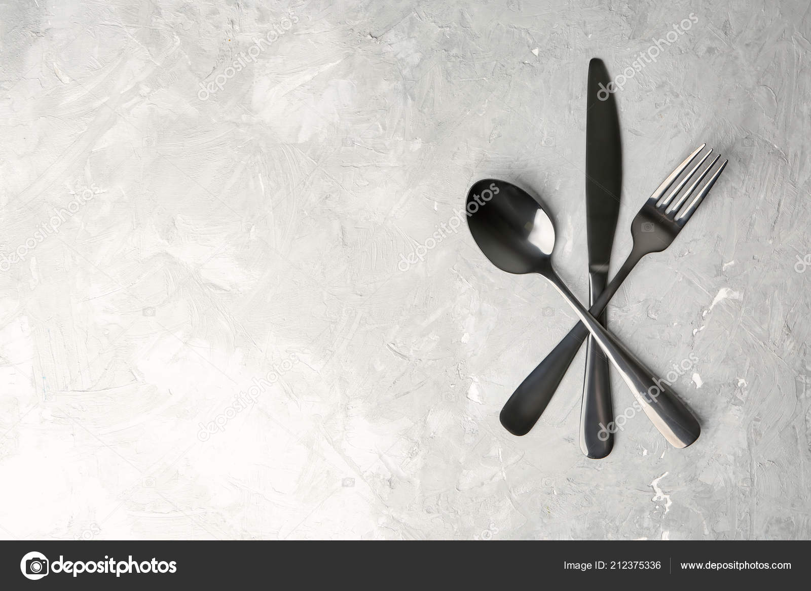 Set Cutlery Grey Background Stock Photo by ©serezniy 212375336