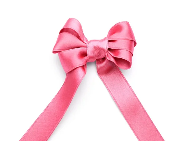 Beautiful Pink Ribbon Bow White Background — Stock Photo © serezniy ...