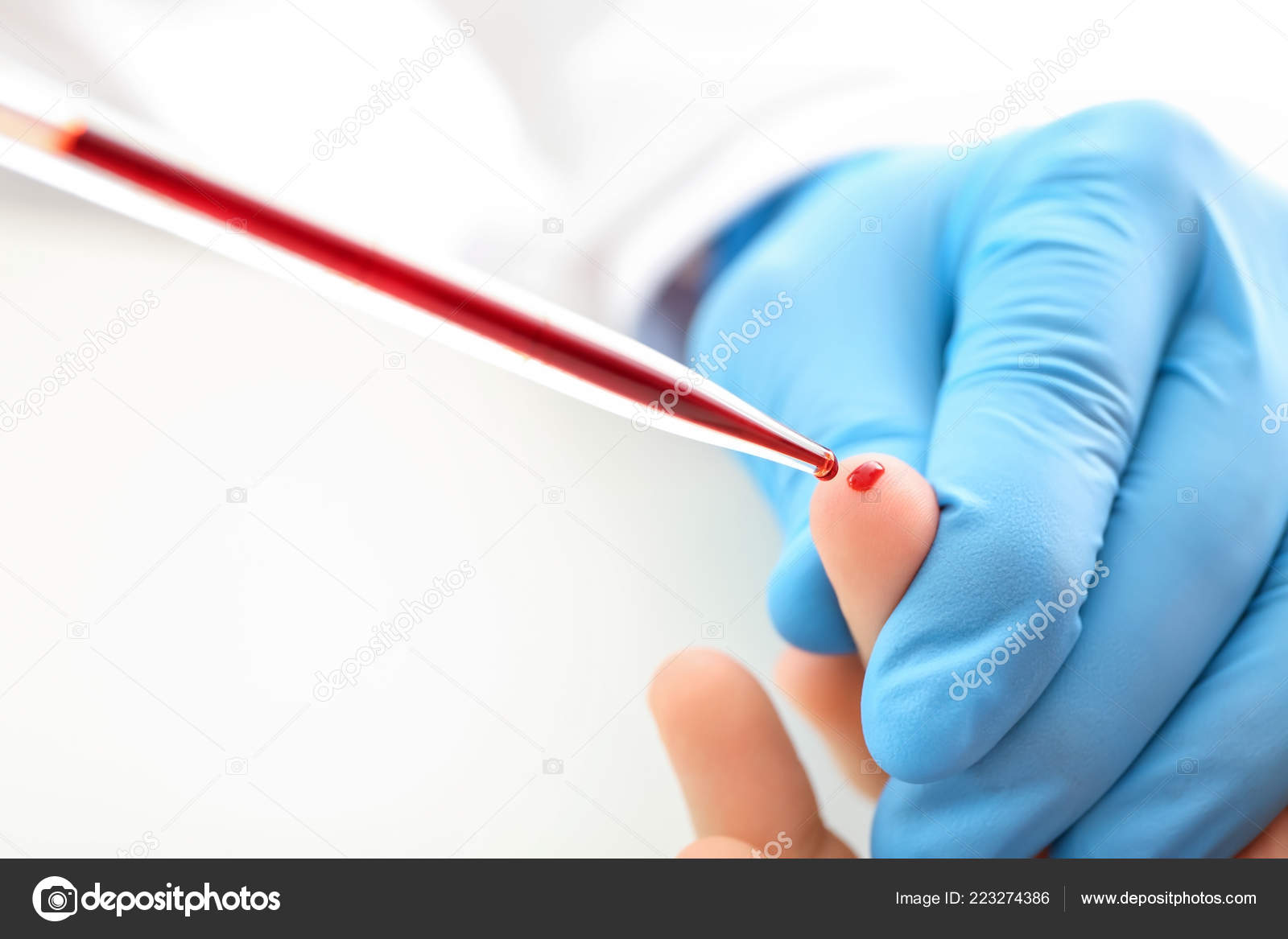 Doctor Taking Blood Sample Test Closeup — Stock Photo © serezniy #223274386