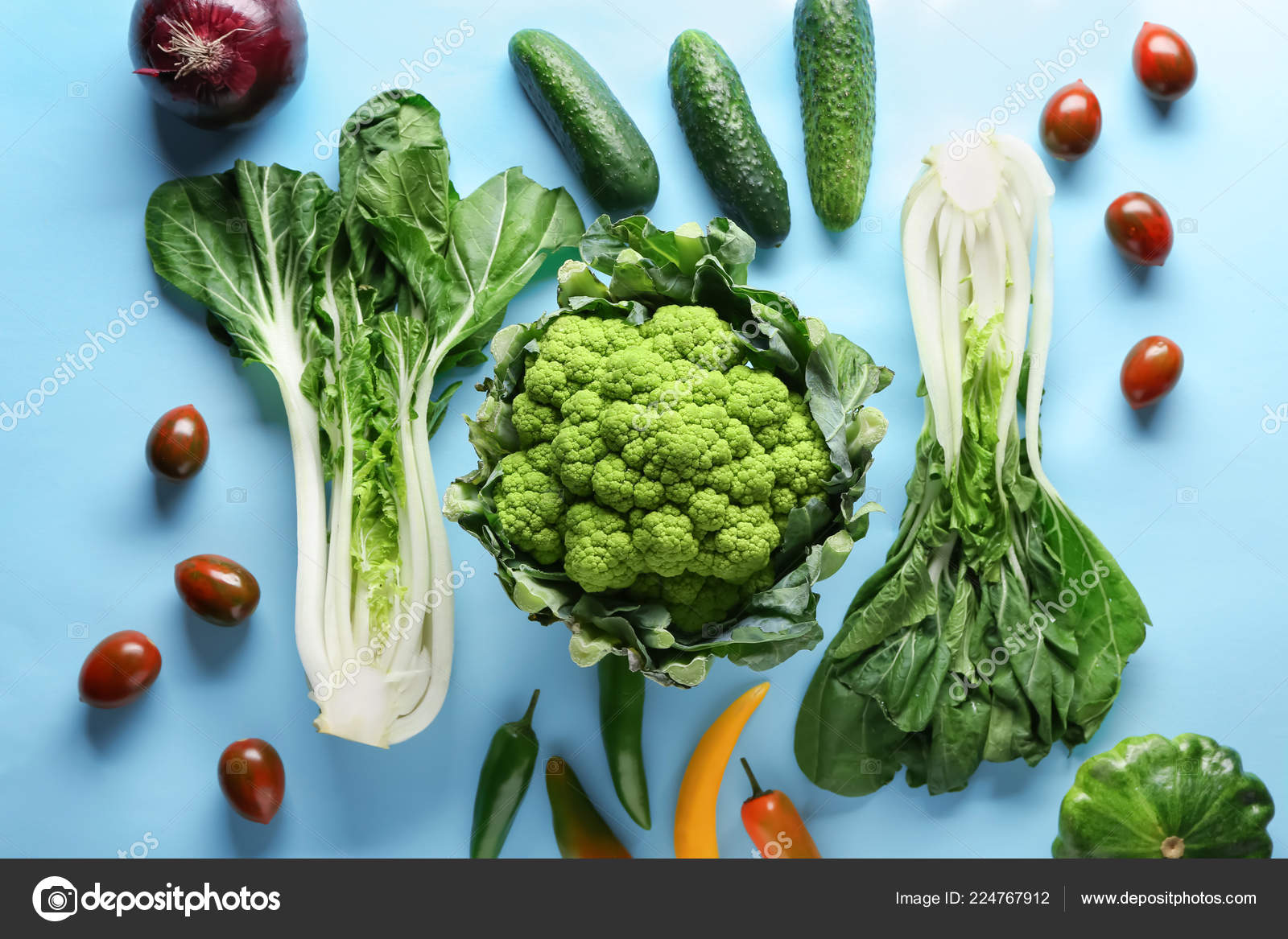 Various Fresh Vegetables Color Background Stock Photo by ©serezniy ...