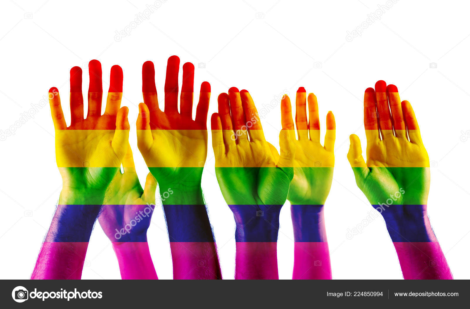 Raised Hands Painted Rainbow Flag Isolated White Lgbt Concept Stock ...