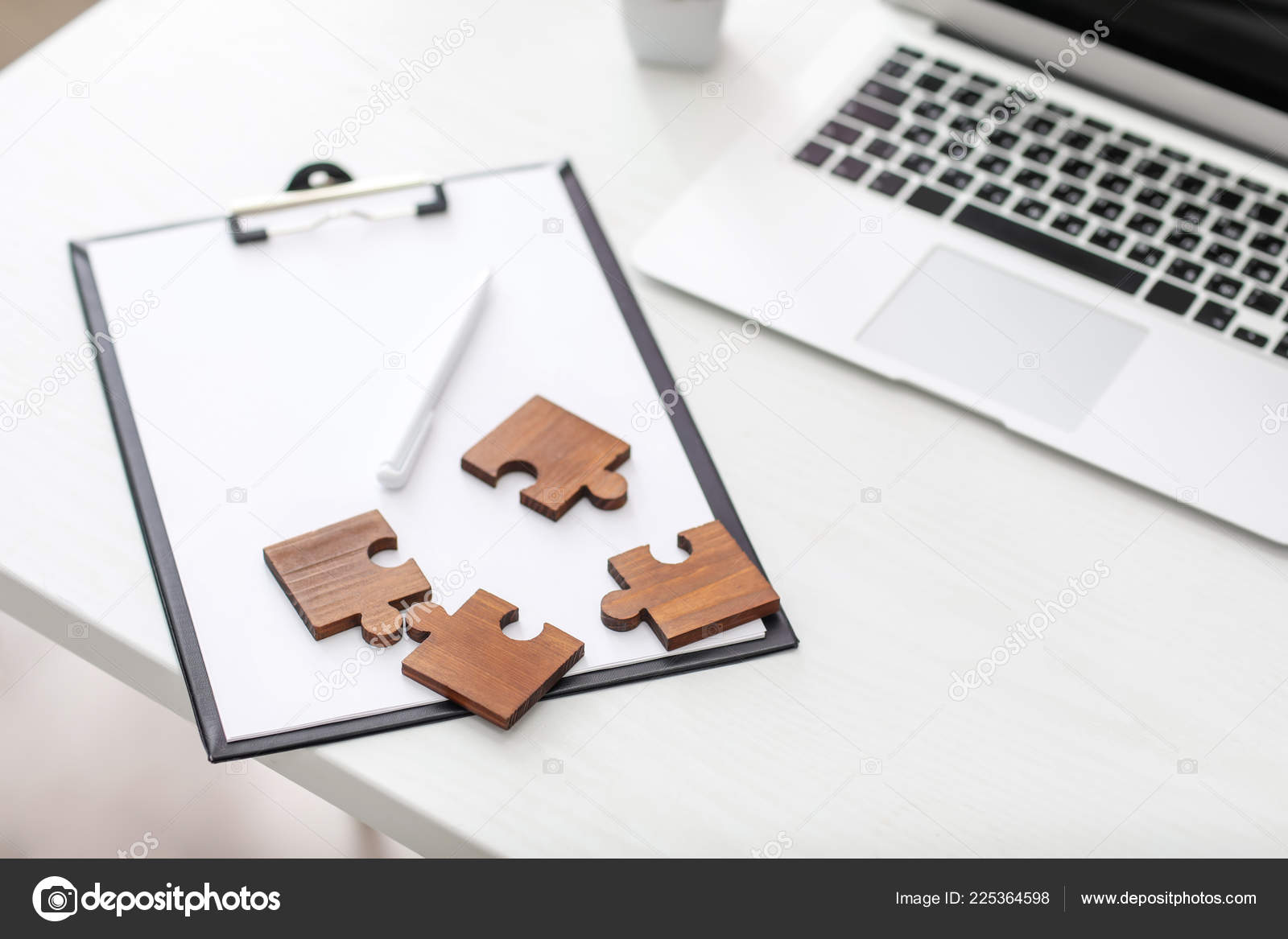 Pieces Jigsaw Puzzle Office Table — Stock Photo © serezniy #225364598