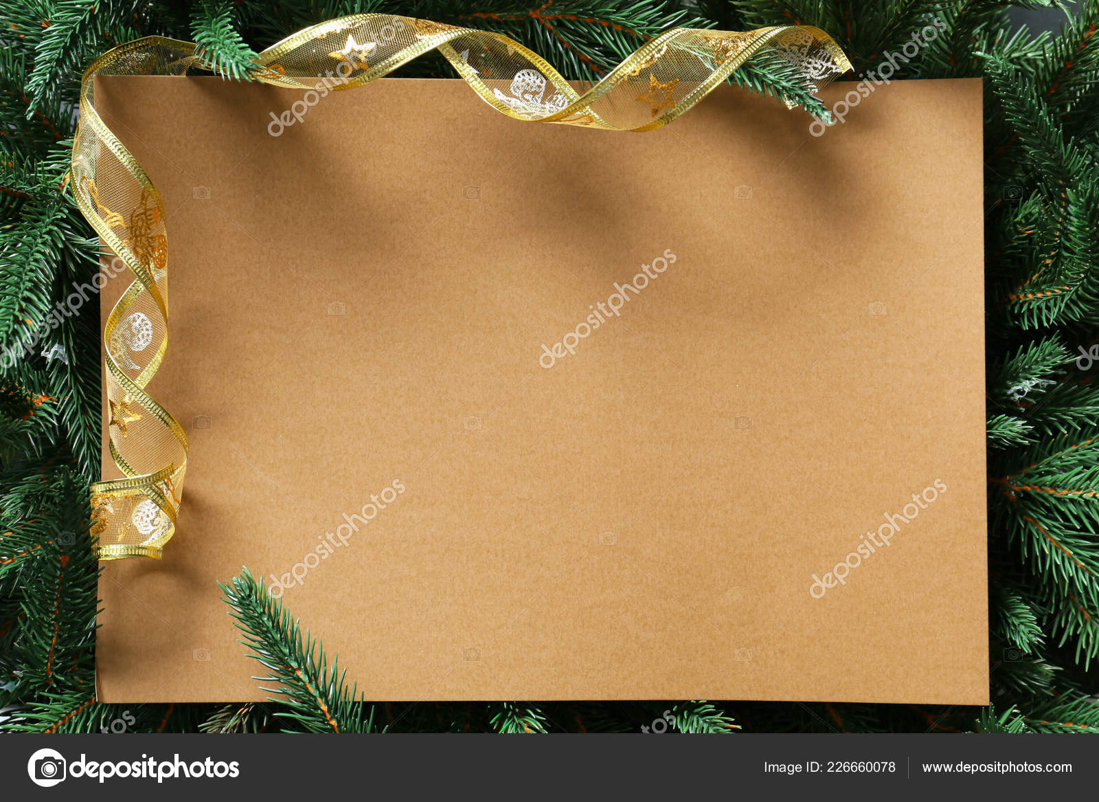 Blank Paper Sheet Fir Tree Branches Stock Photo by ©serezniy 226660078